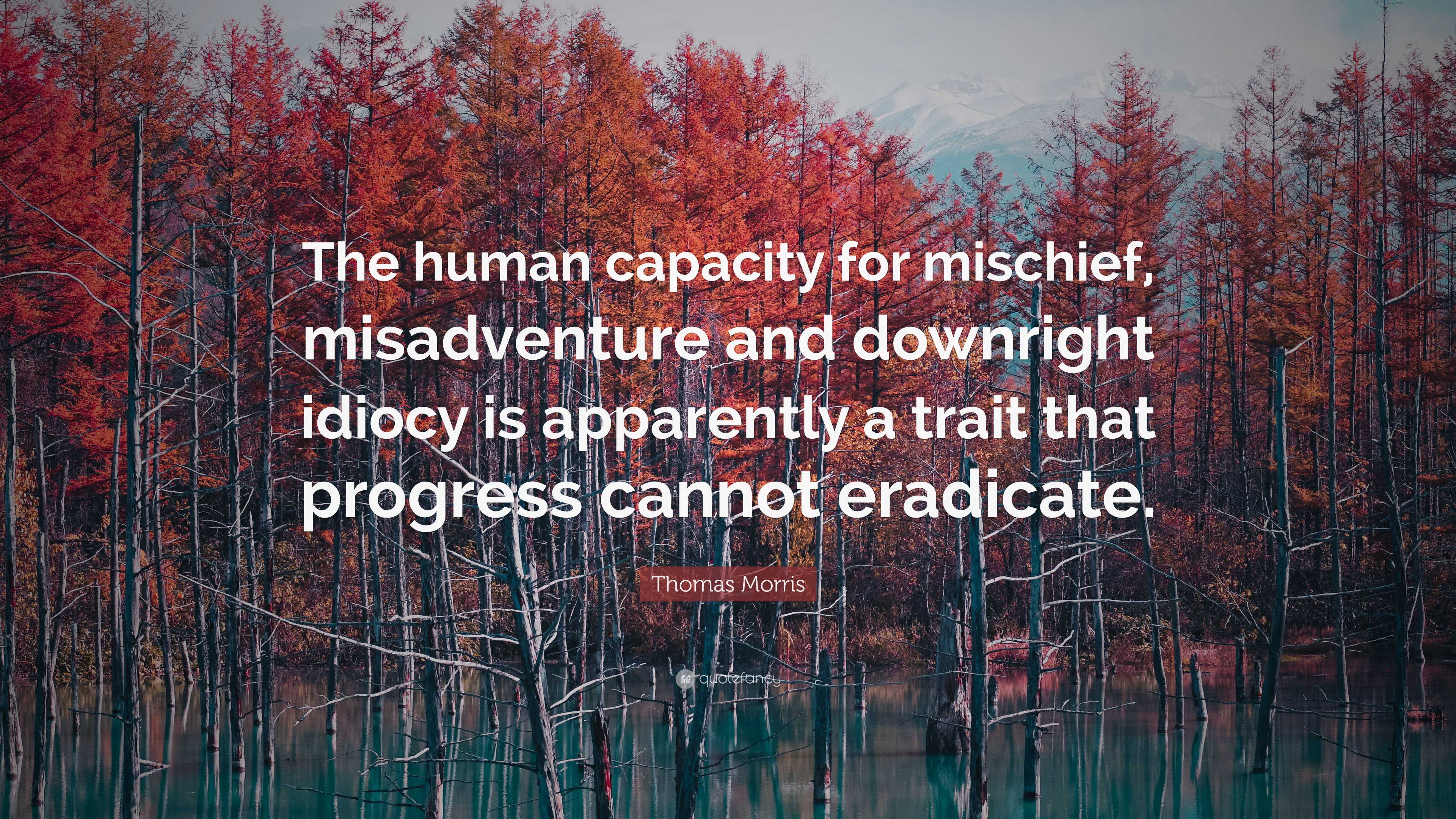Thomas Morris Quote: “The human capacity for mischief, misadventure and ...