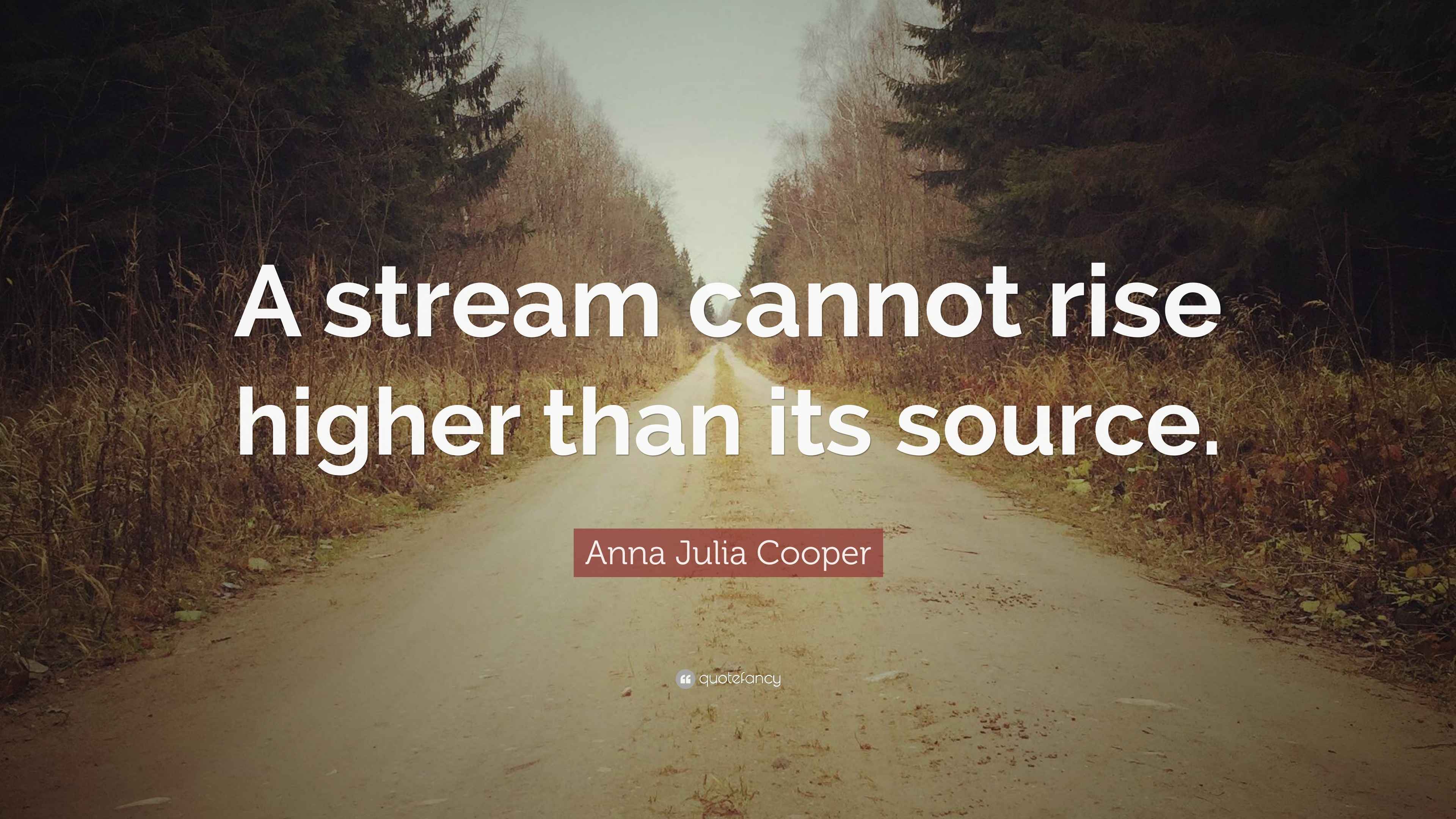 Anna Julia Cooper Quote: “A stream cannot rise higher than its source.”
