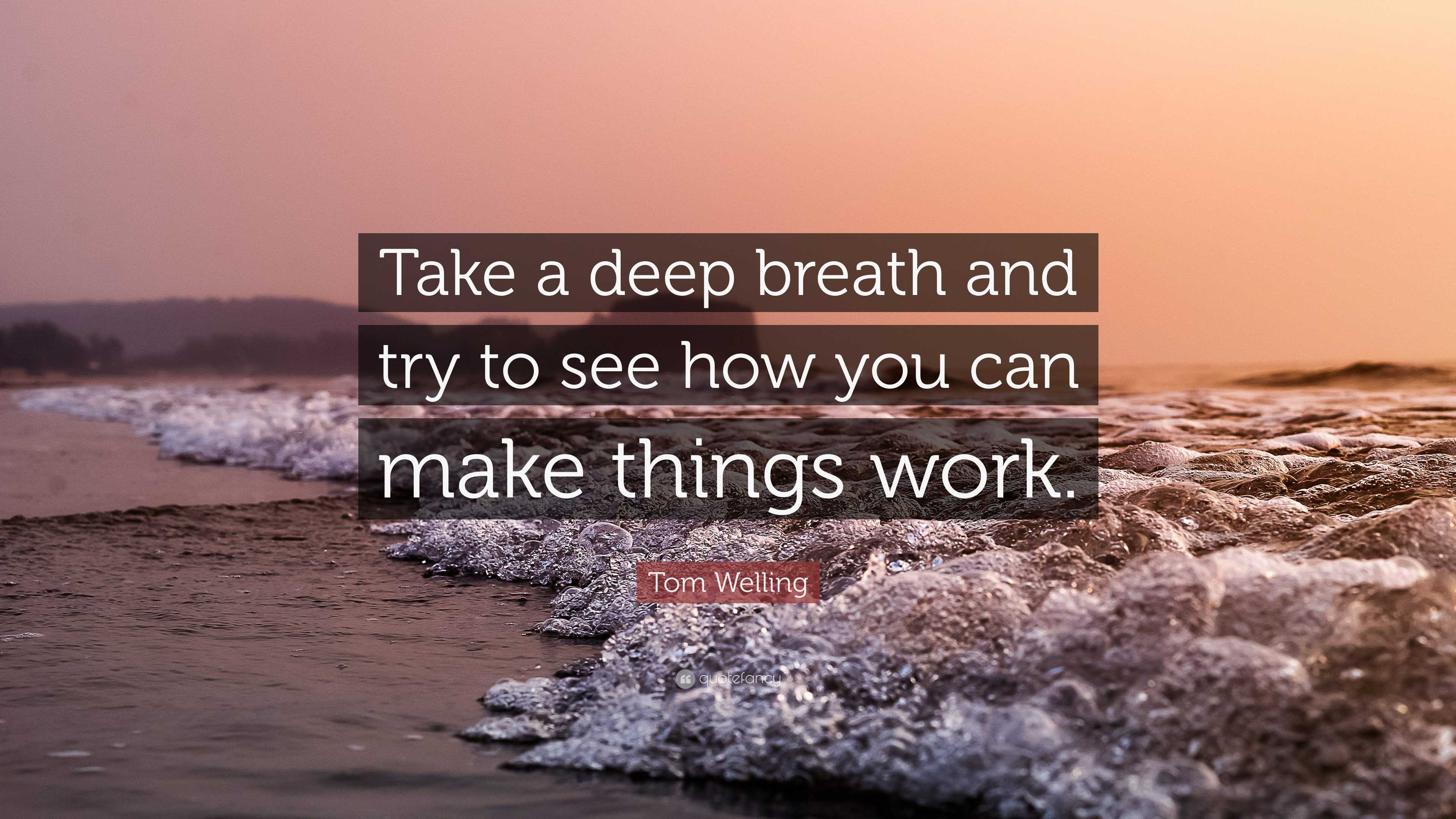 Tom Welling Quote: “Take a deep breath and try to see how you can make ...