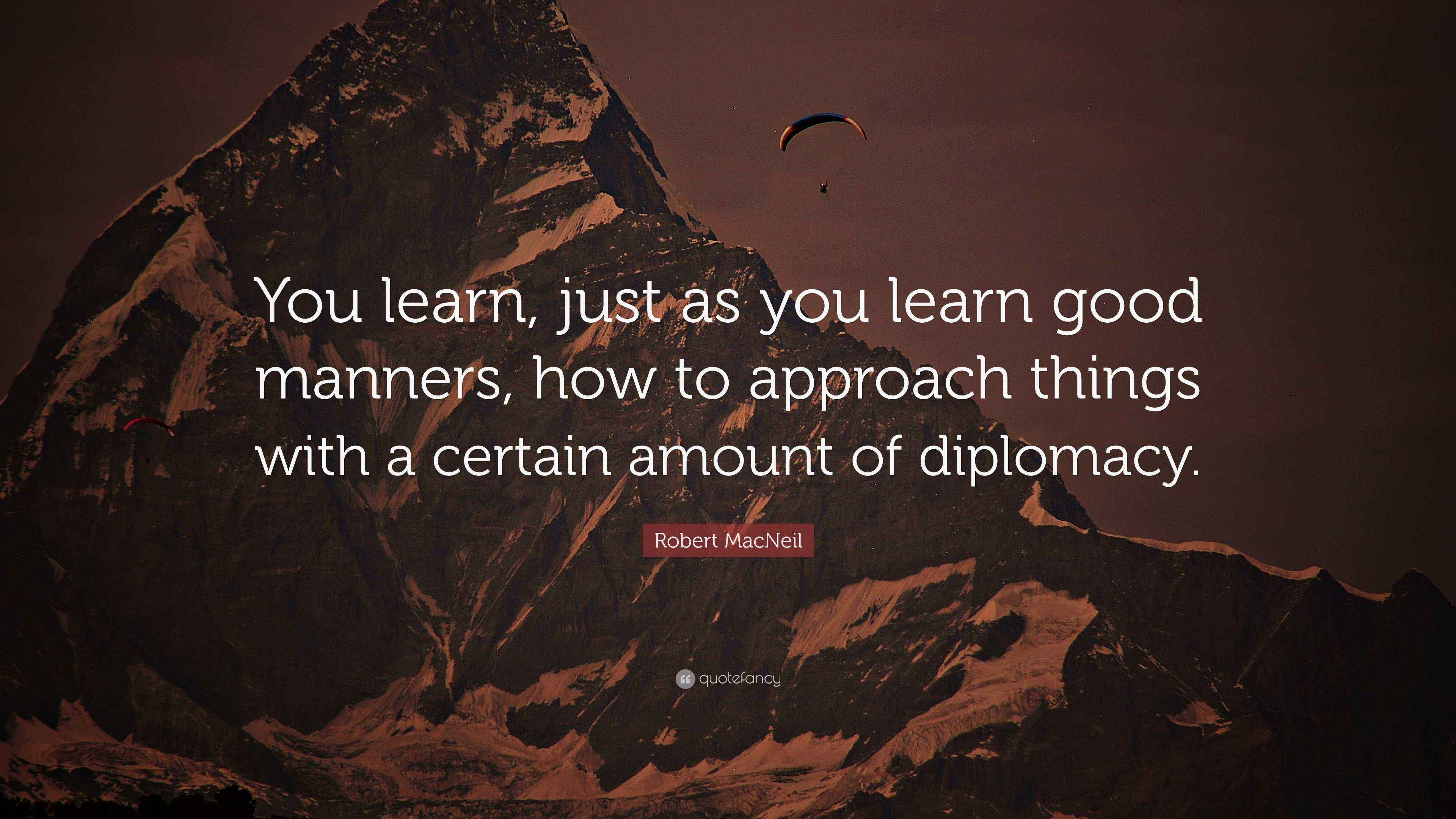 Robert MacNeil Quote: “You learn, just as you learn good manners, how ...