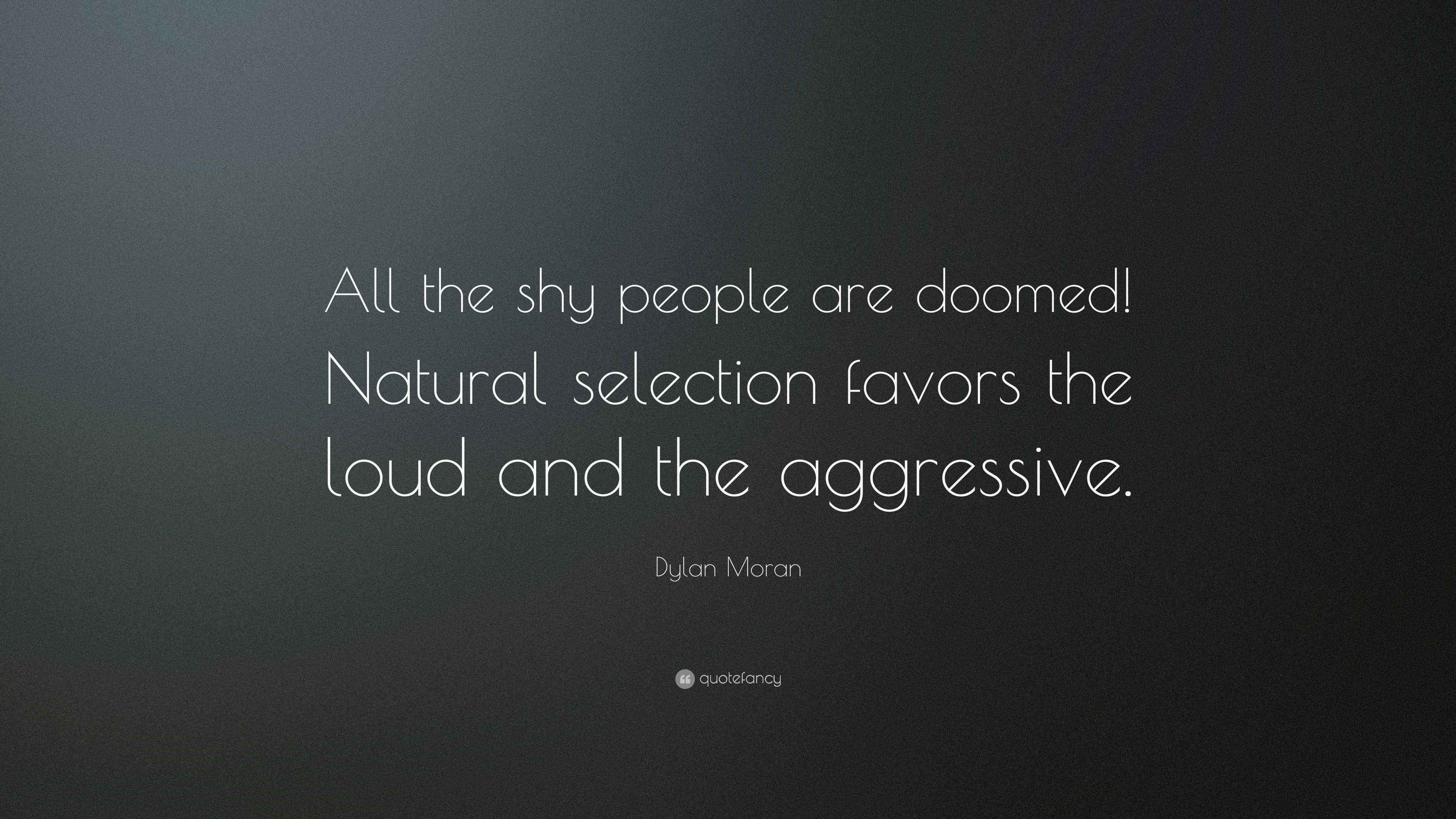 Dylan Moran Quote: “All the shy people are doomed! Natural selection ...