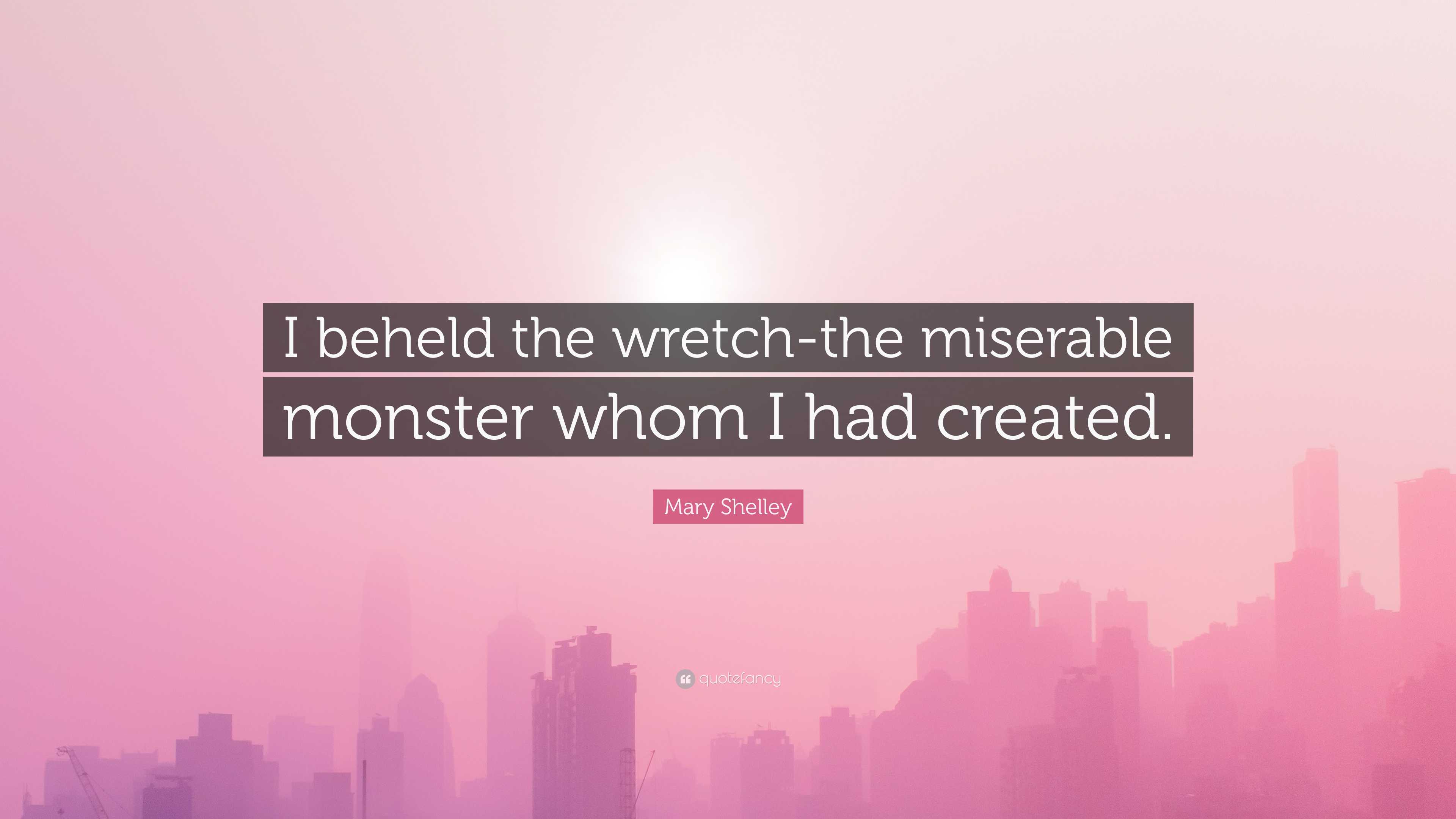 Mary Shelley Quote: “I beheld the wretch-the miserable monster whom I ...