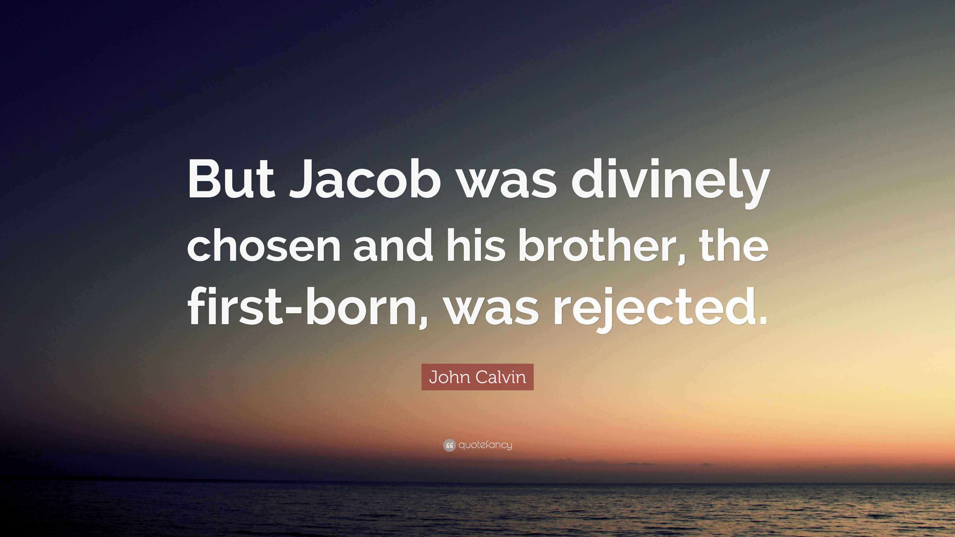 John Calvin Quote: “But Jacob was divinely chosen and his brother, the ...