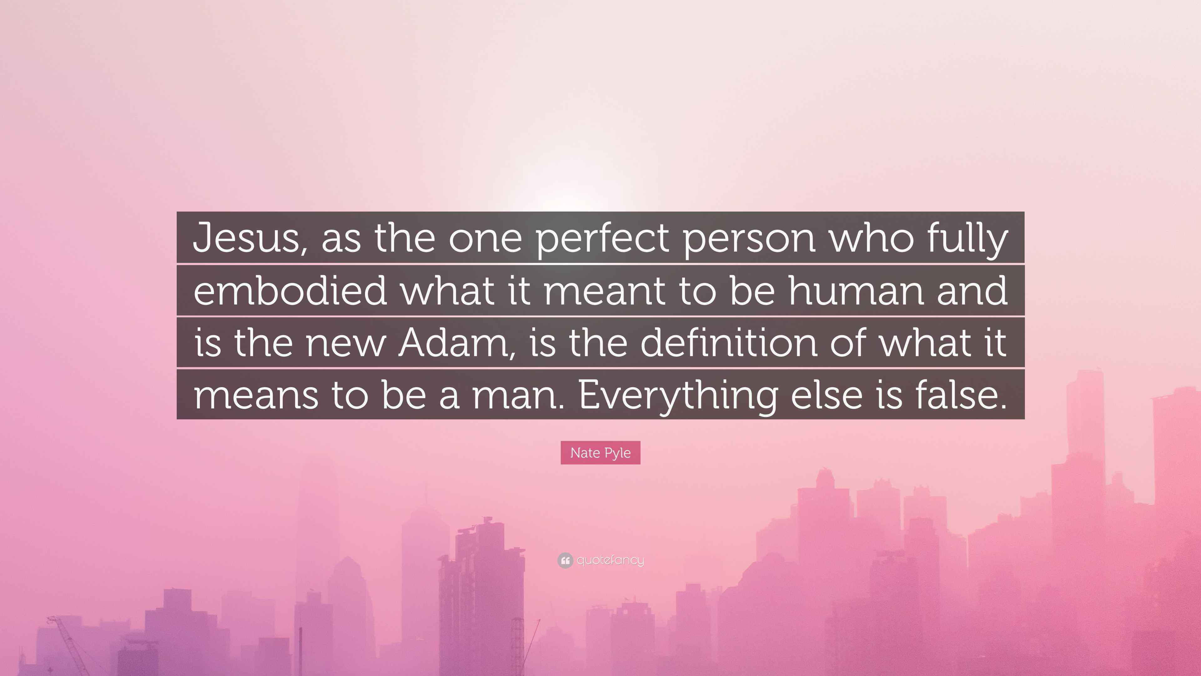 Nate Pyle Quote: “Jesus, as the one perfect person who fully embodied ...