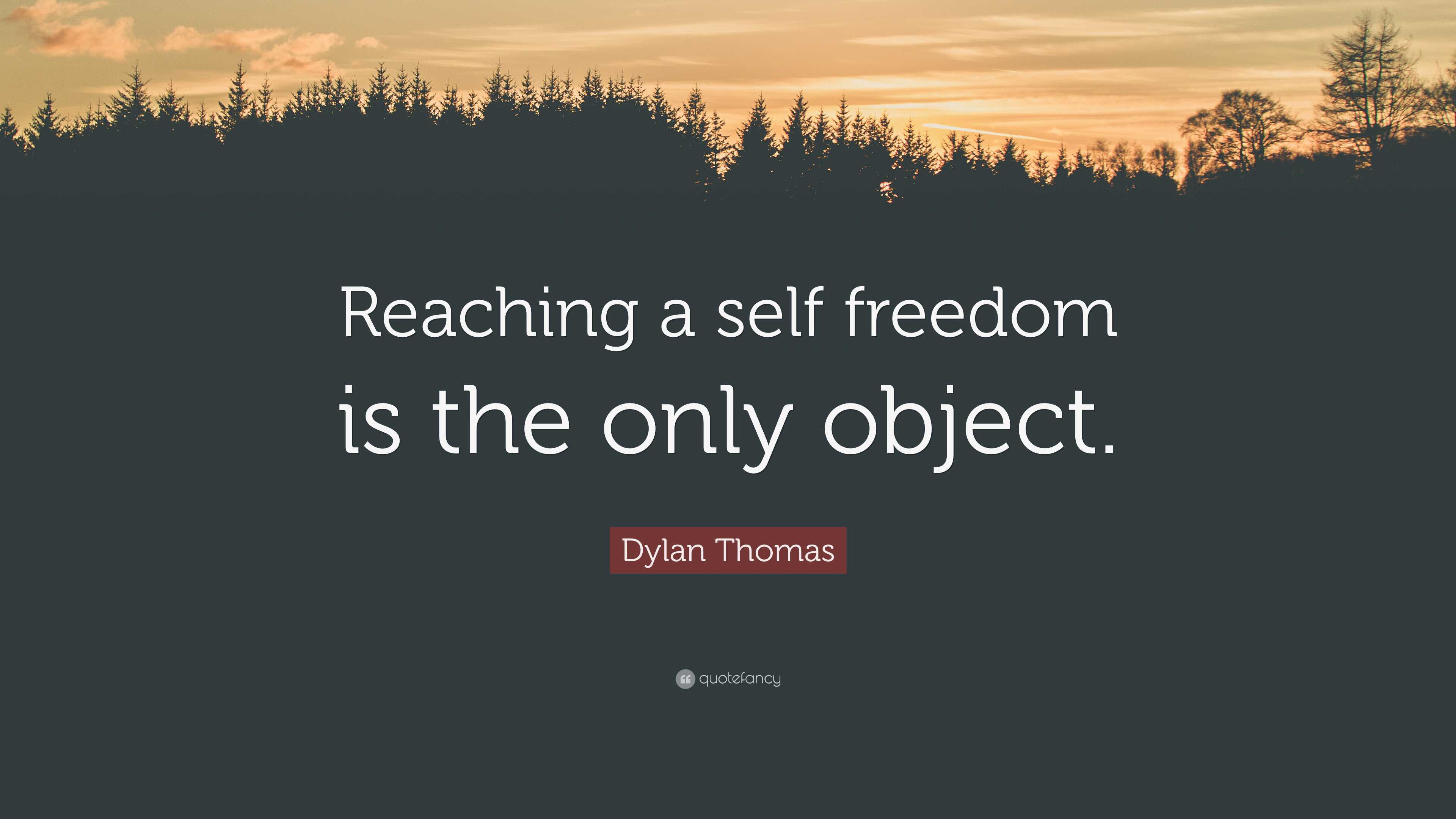 Dylan Thomas Quote: “Reaching a self freedom is the only object.”
