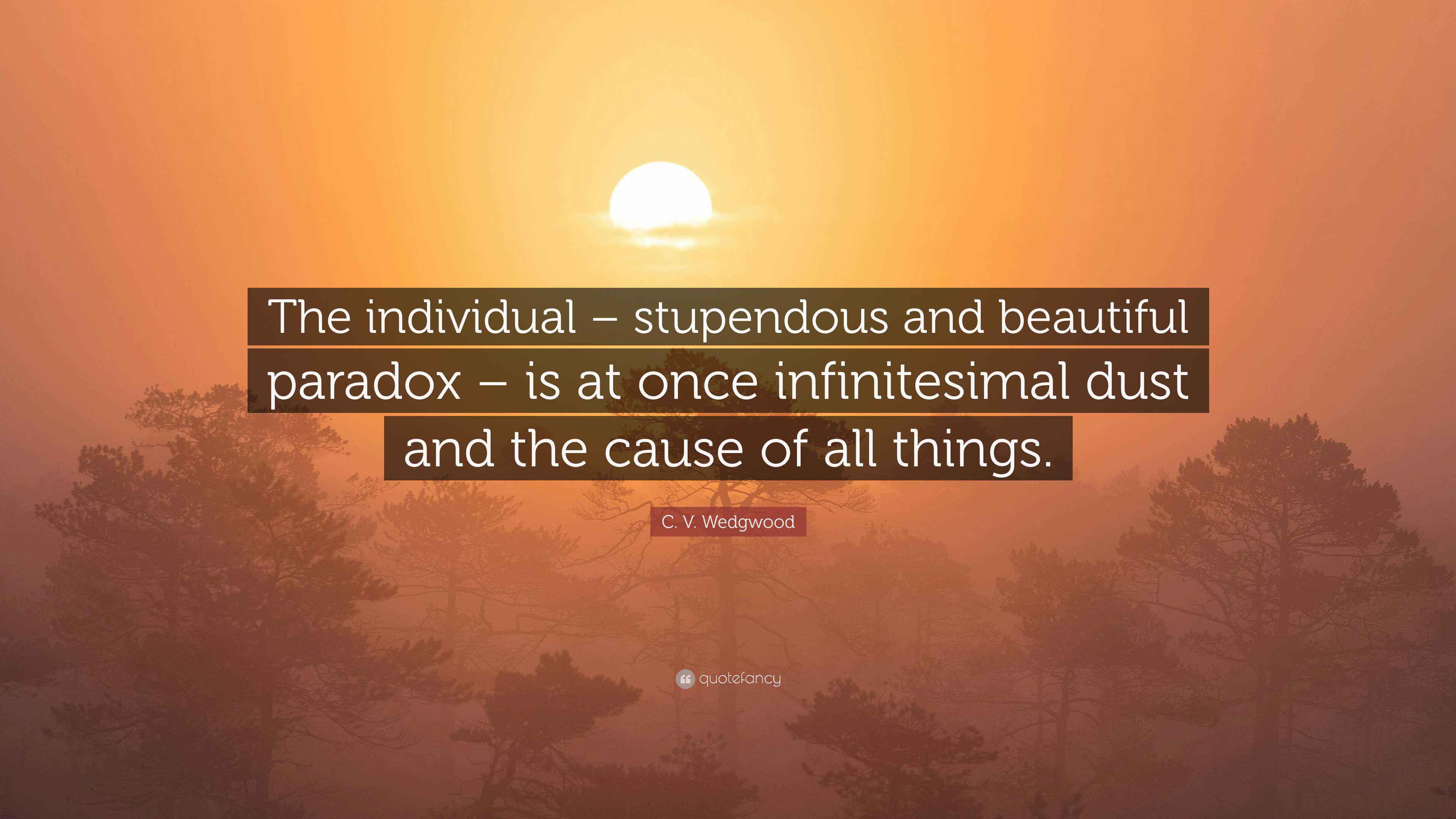 C. V. Wedgwood Quote: “The individual – stupendous and beautiful ...
