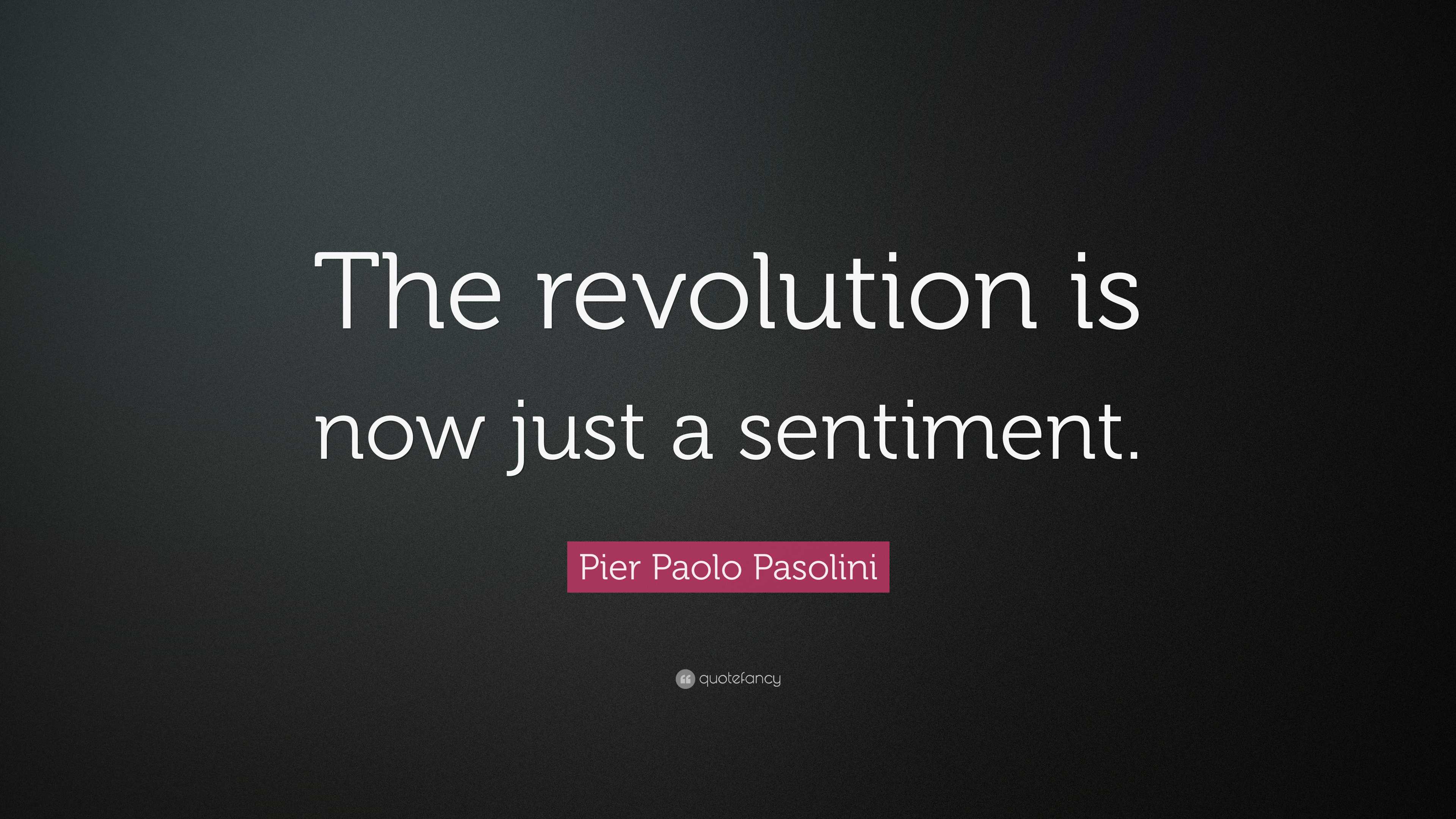 Pier Paolo Pasolini Quote: “The revolution is now just a sentiment.”