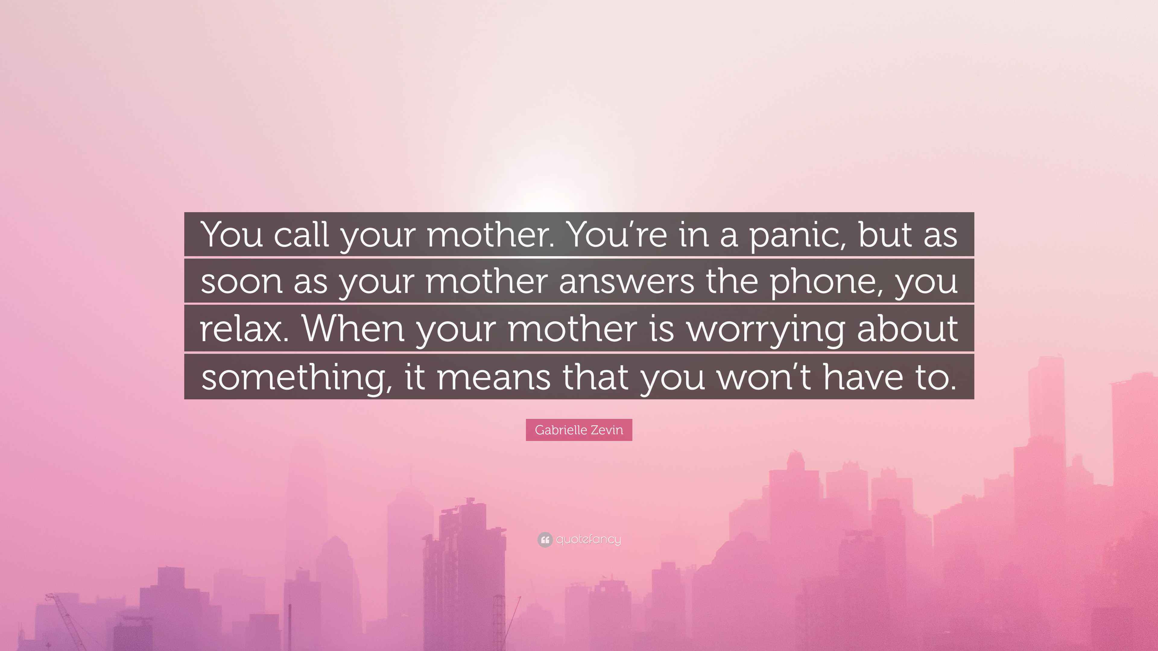 Gabrielle Zevin Quote: “You call your mother. You’re in a panic, but as ...