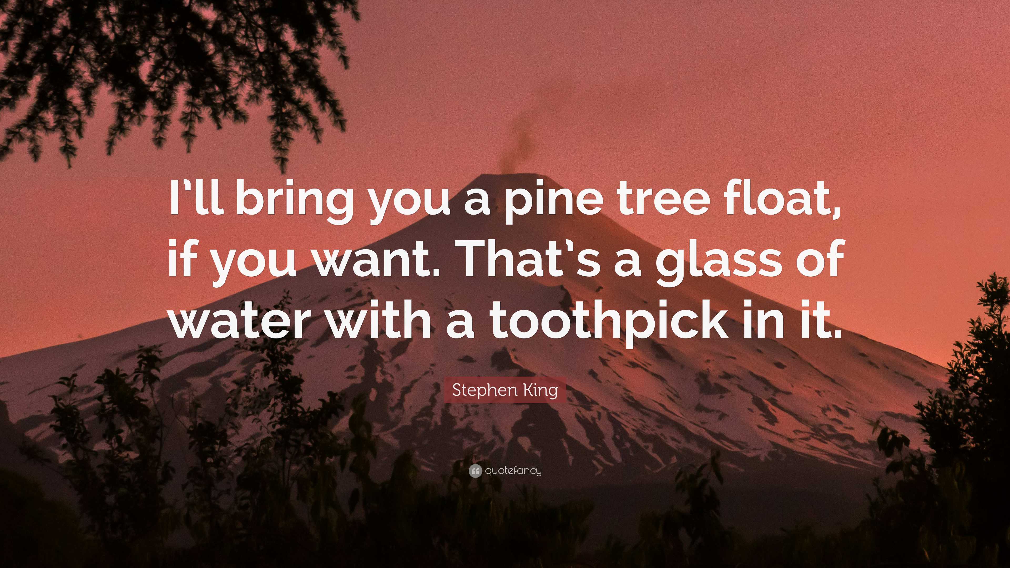 Stephen King Quote: “I’ll bring you a pine tree float, if you want ...