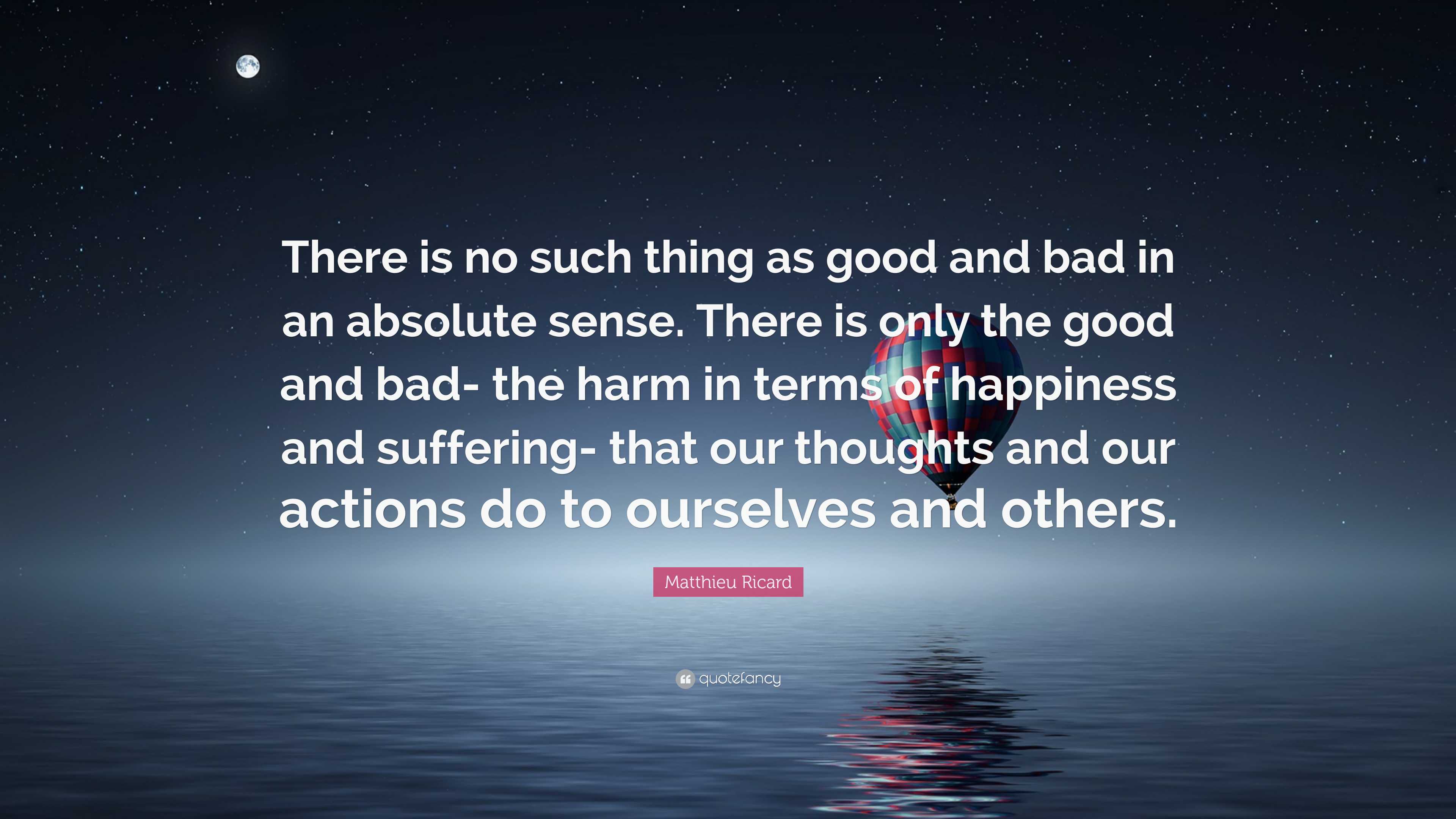 Matthieu Ricard Quote: “There is no such thing as good and bad in an ...