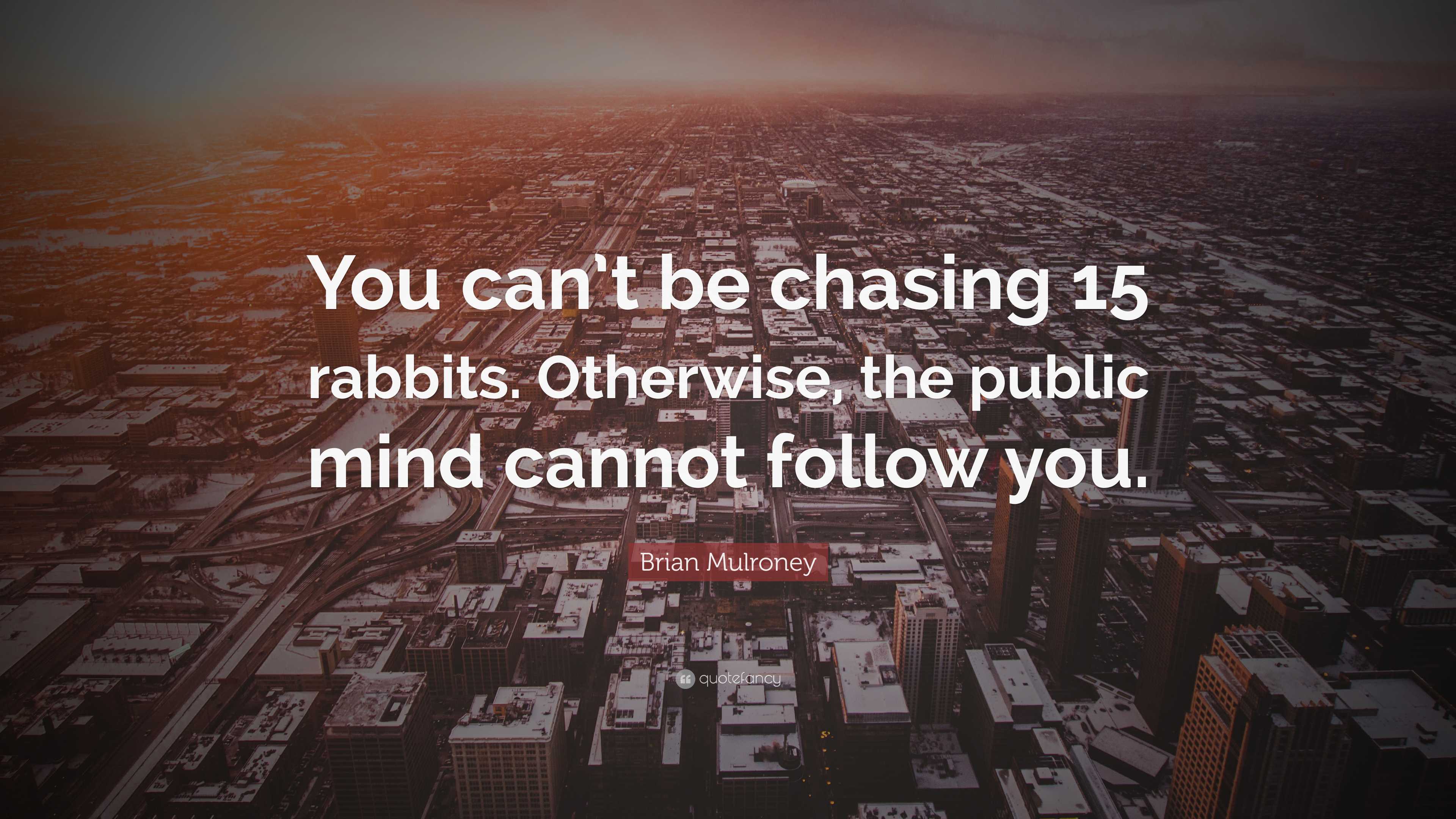 Brian Mulroney Quote: “You can’t be chasing 15 rabbits. Otherwise, the ...