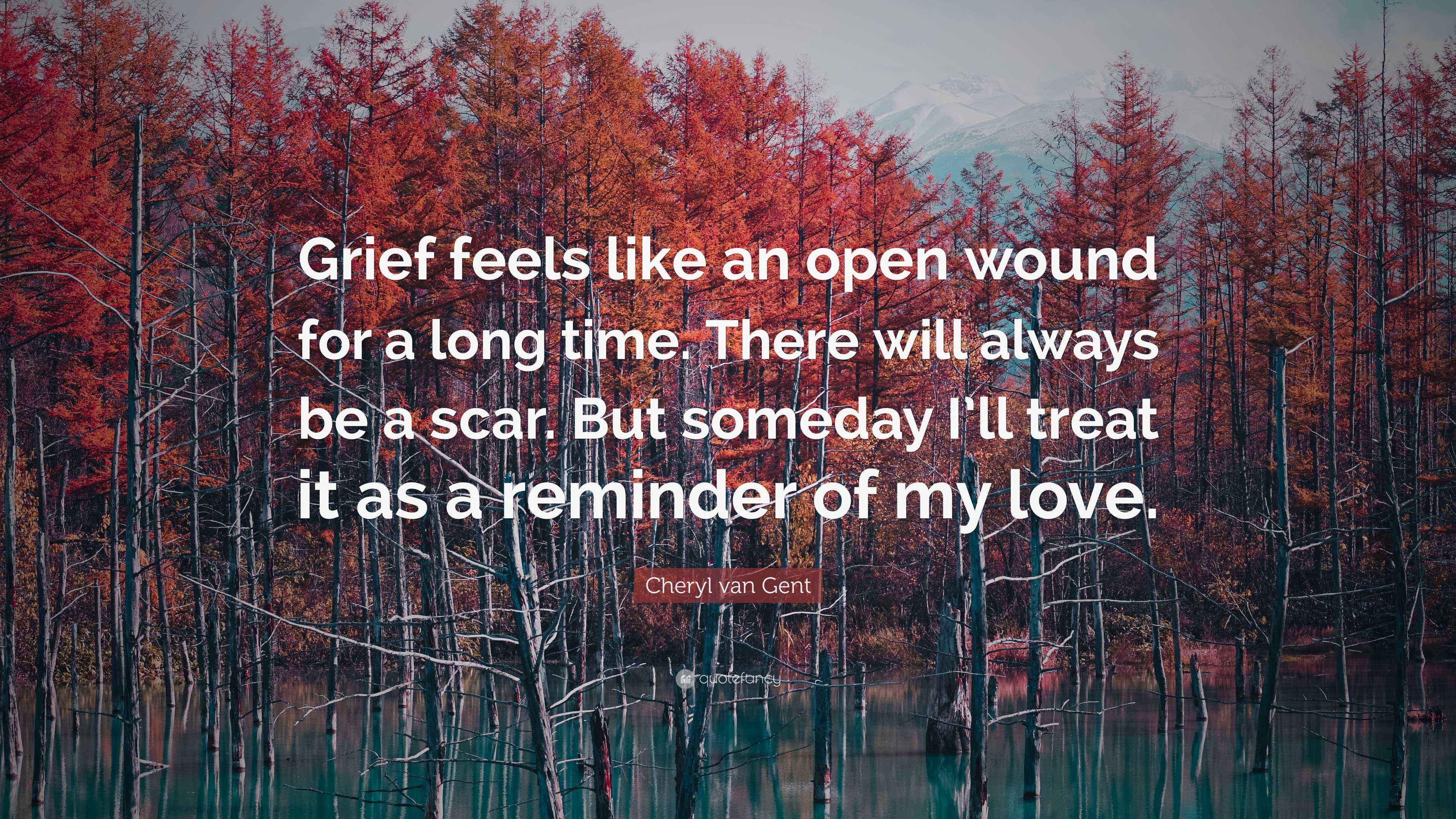 Cheryl van Gent Quote: “Grief feels like an open wound for a long time ...