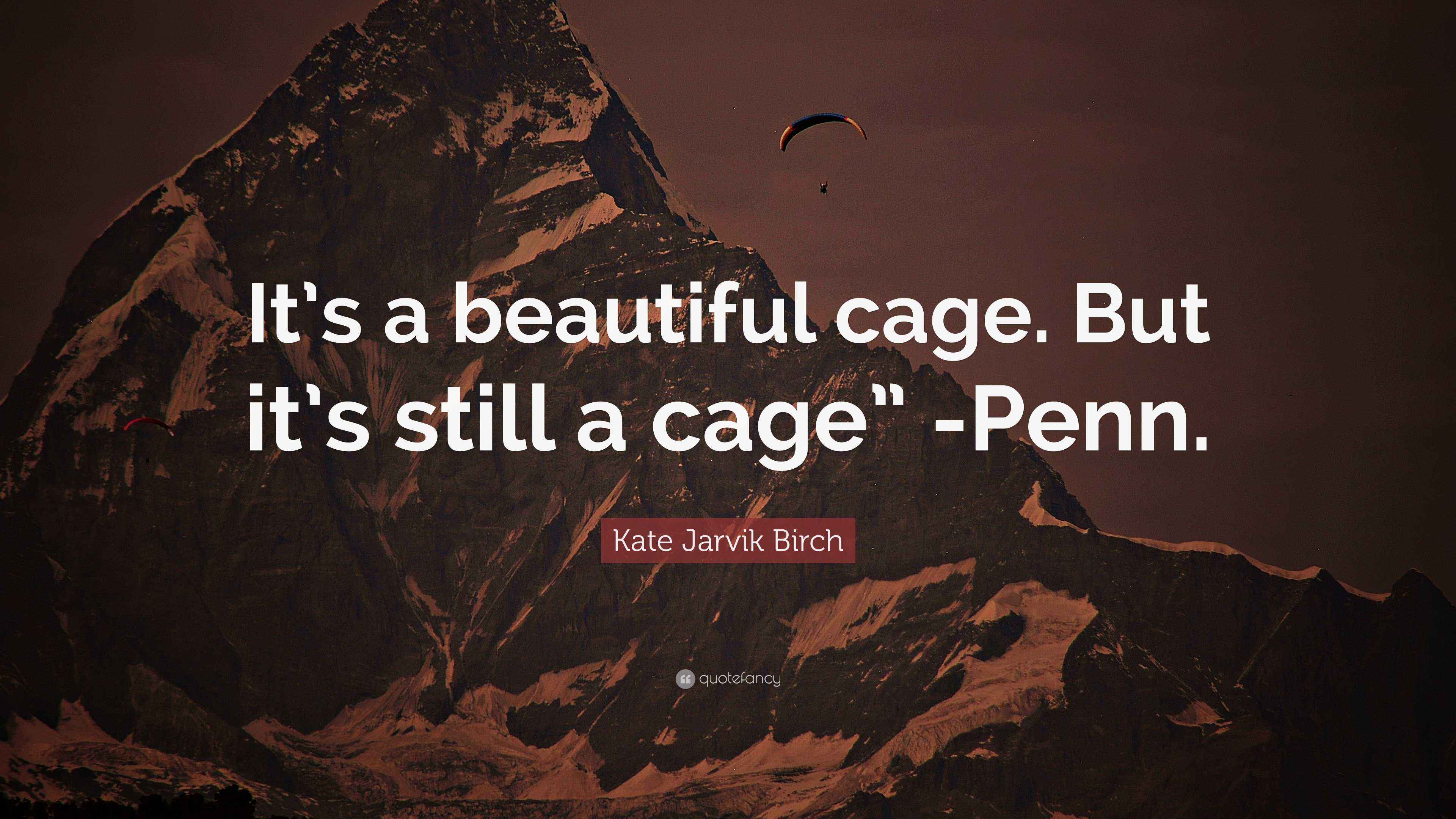 Kate Jarvik Birch Quote: “It’s a beautiful cage. But it’s still a cage ...