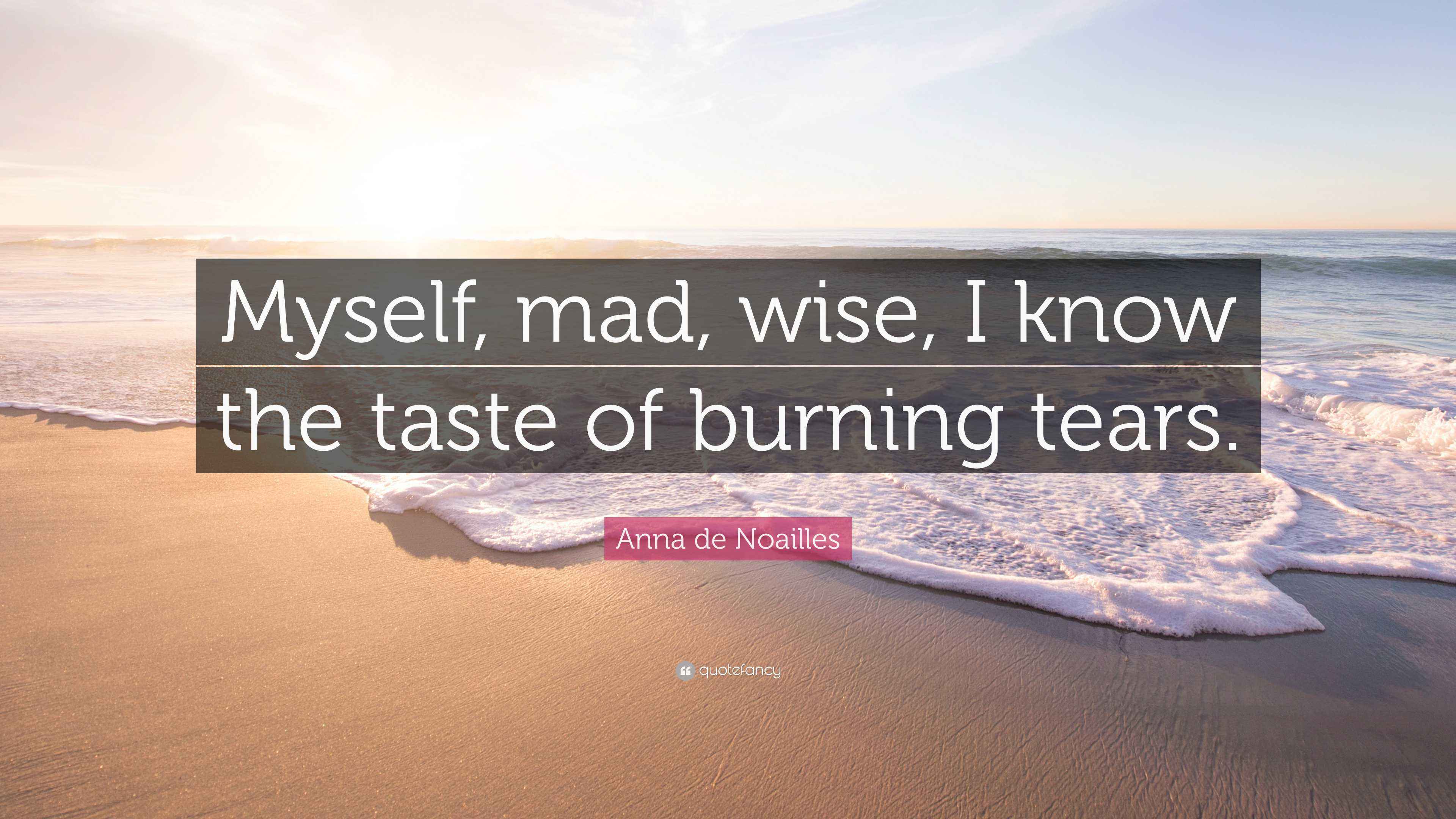 Anna de Noailles Quote: “Myself, mad, wise, I know the taste of burning ...