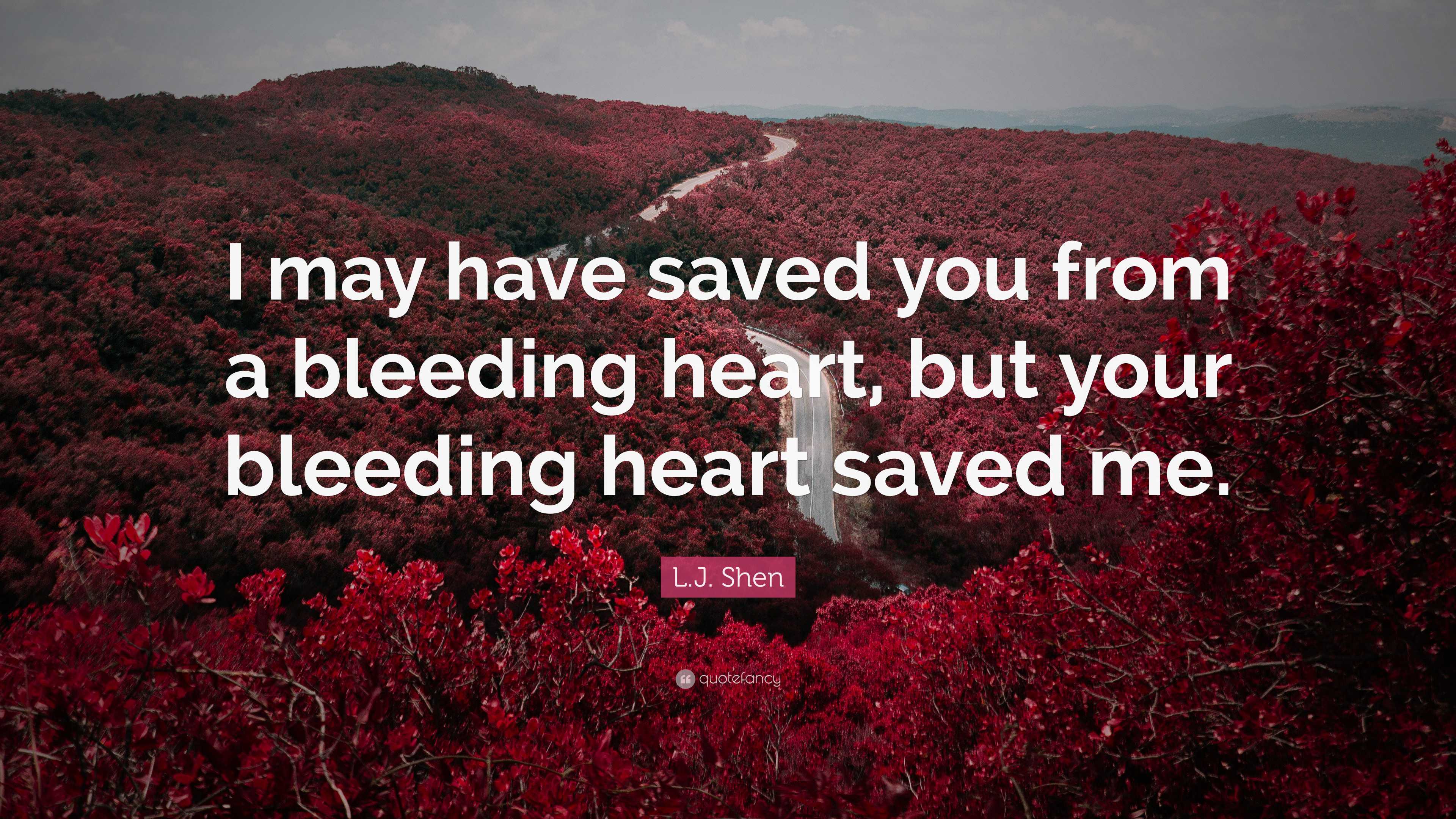 L.J. Shen Quote: “I may have saved you from a bleeding heart, but your bleeding heart saved me.”