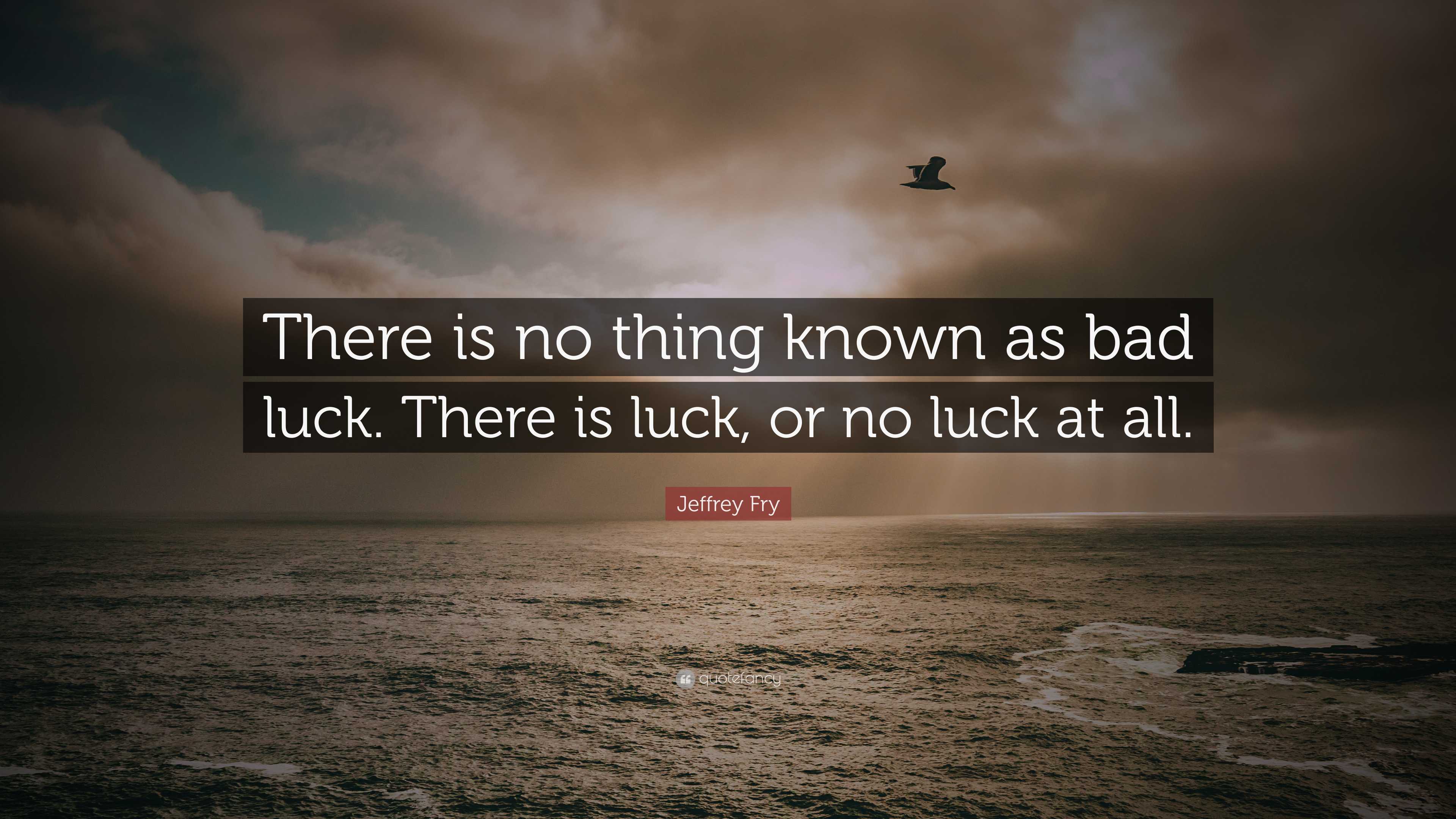 Jeffrey Fry Quote: “There is no thing known as bad luck. There is luck ...
