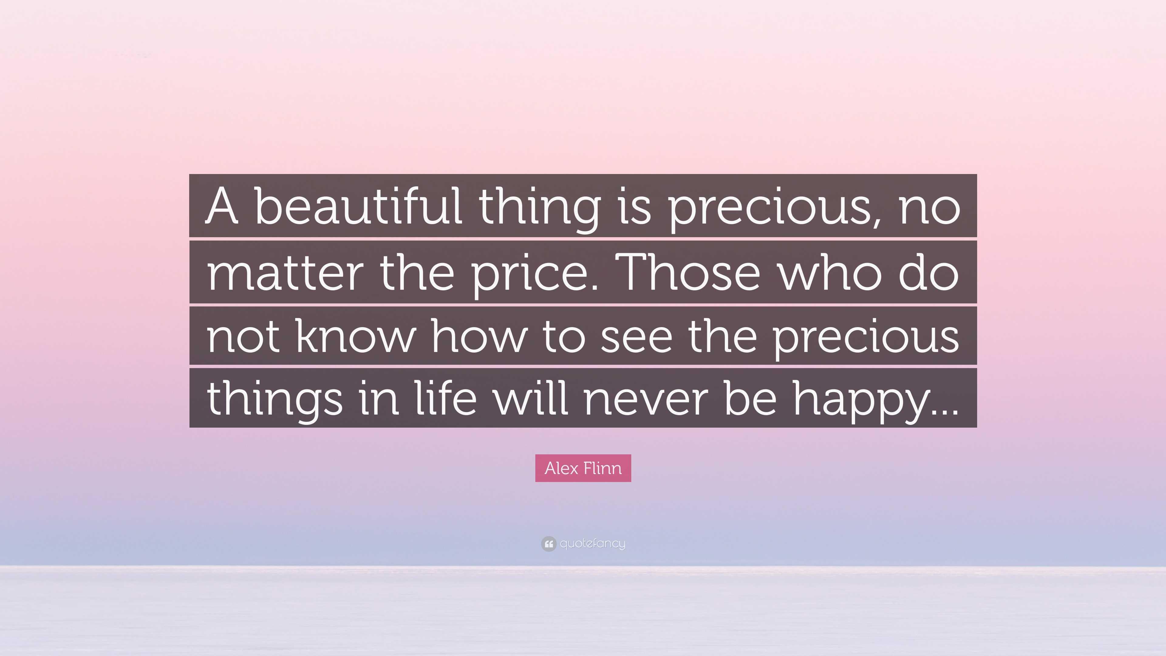 Alex Flinn Quote: “A beautiful thing is precious, no matter the price ...