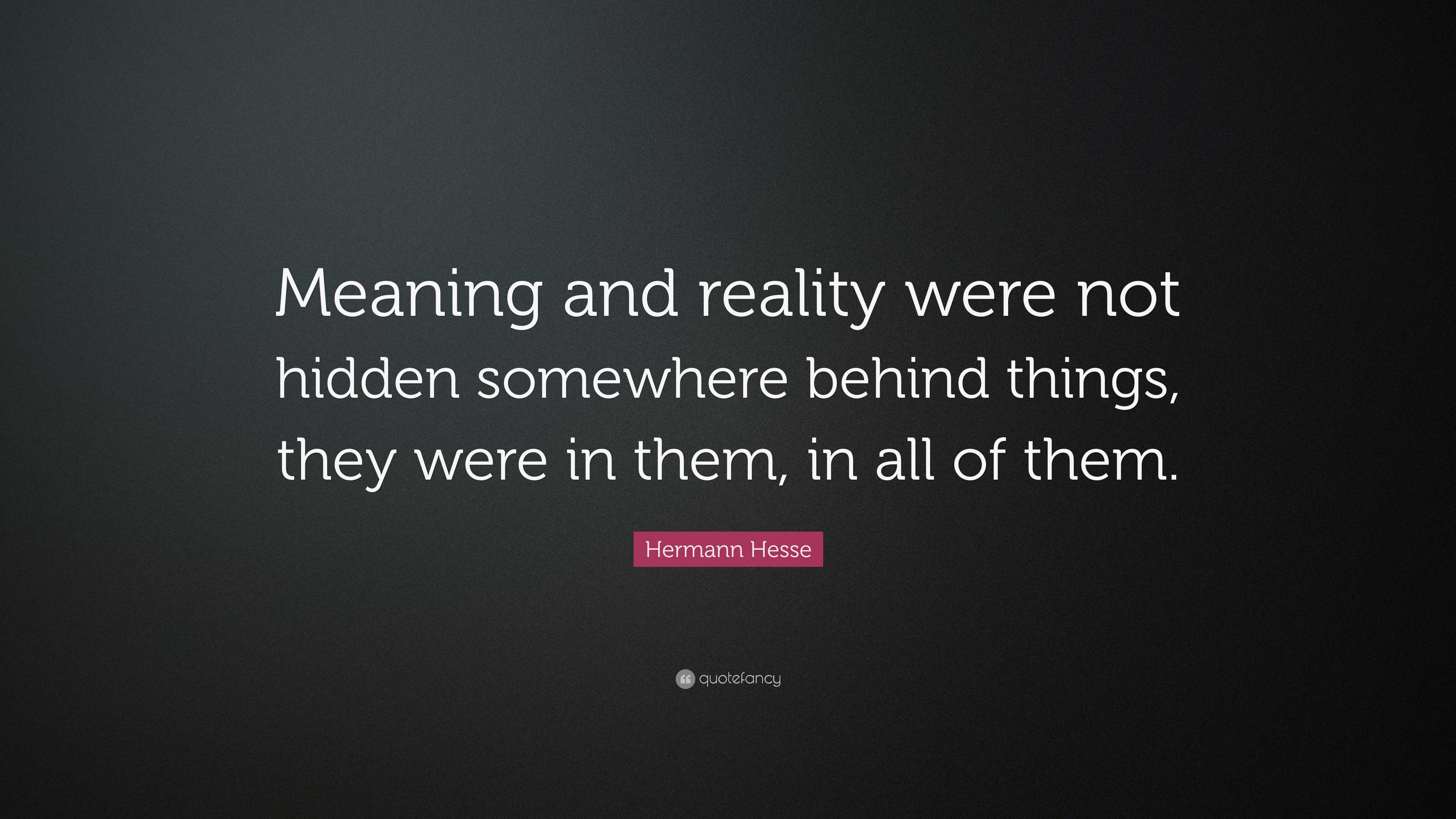 Hermann Hesse Quote: “Meaning and reality were not hidden somewhere ...