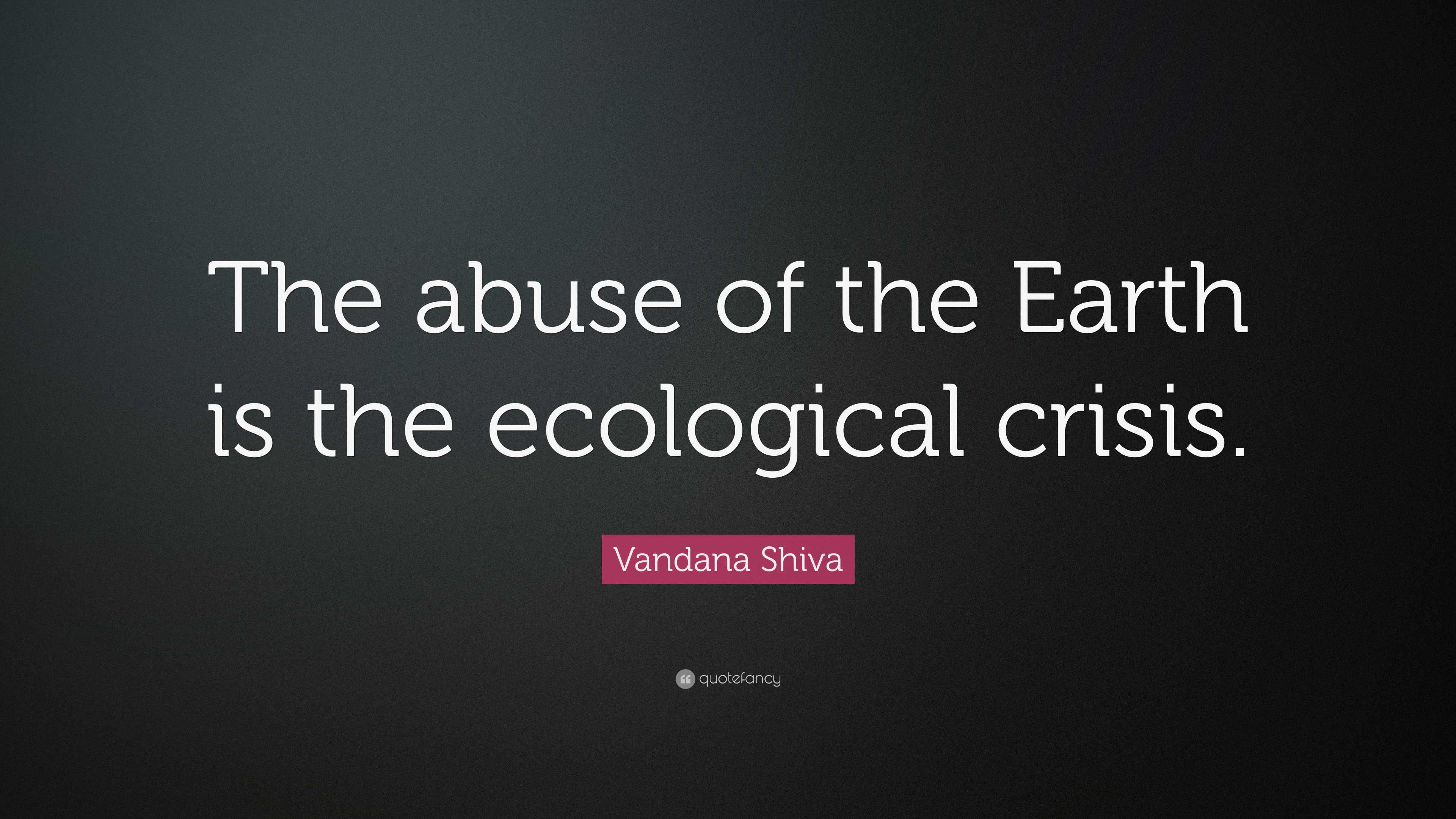 Vandana Shiva Quote: “The abuse of the Earth is the ecological crisis.”
