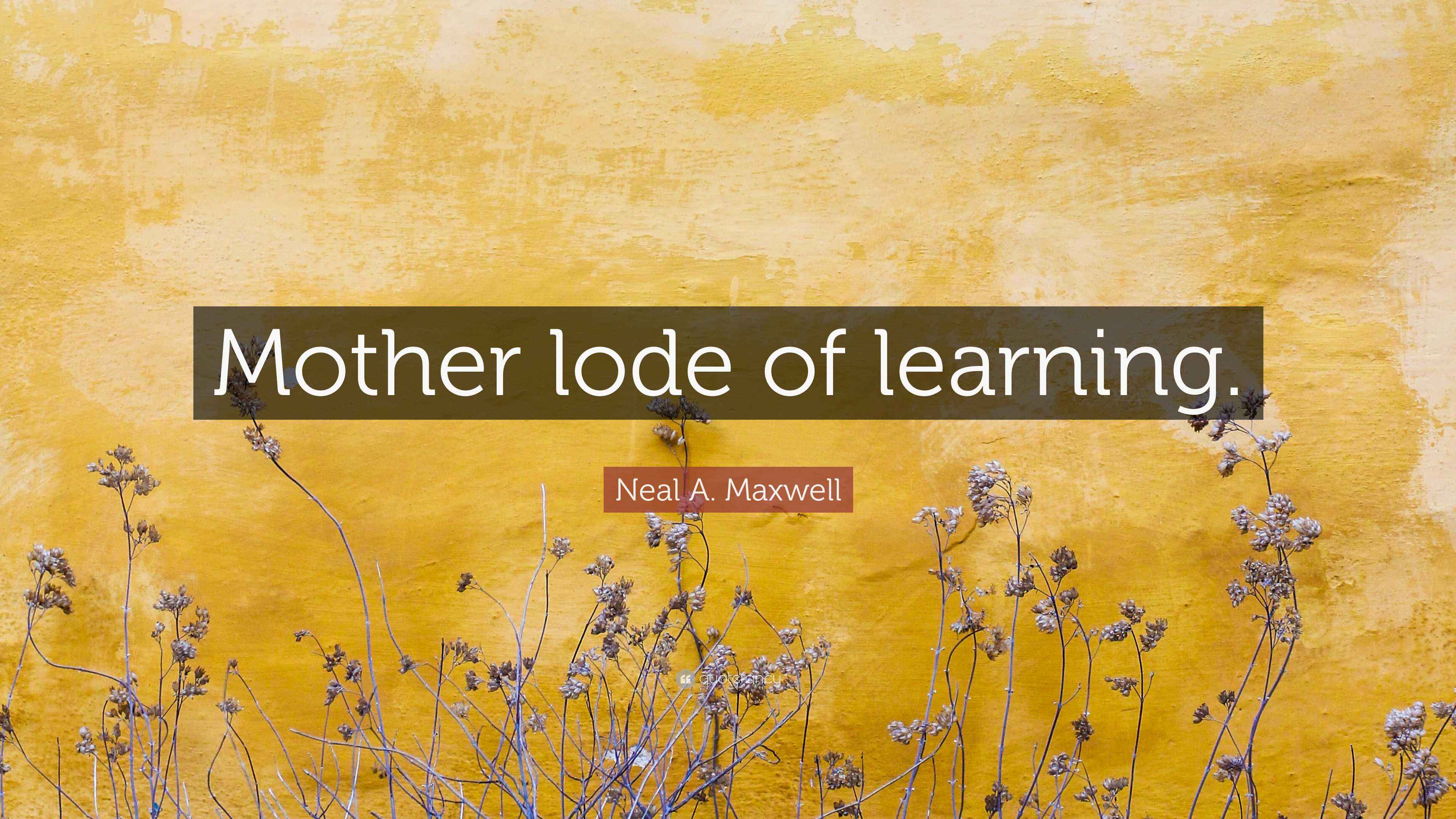 Neal A. Maxwell Quote: “Mother lode of learning.”
