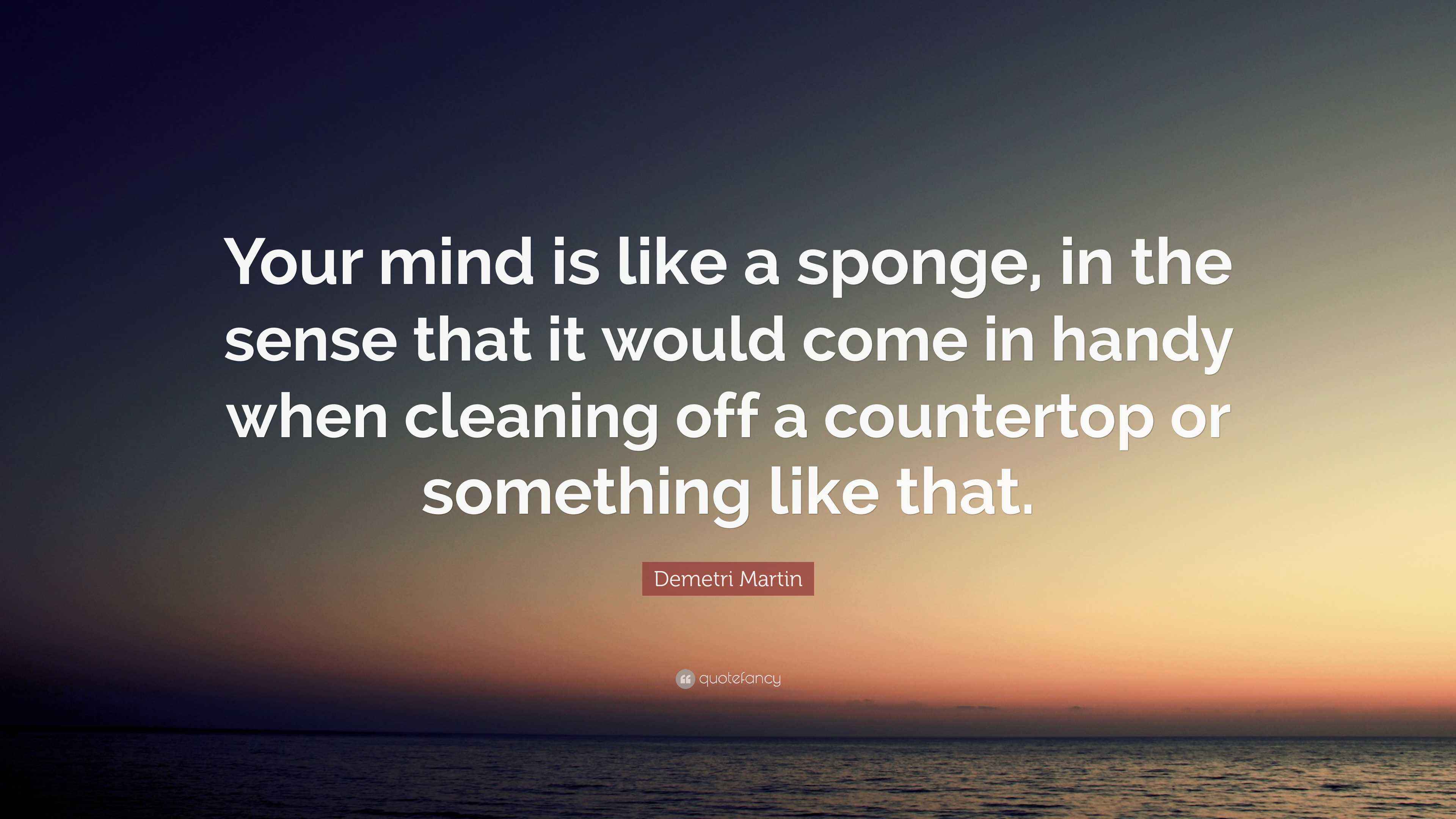 Demetri Martin Quote: “Your mind is like a sponge, in the sense that it ...