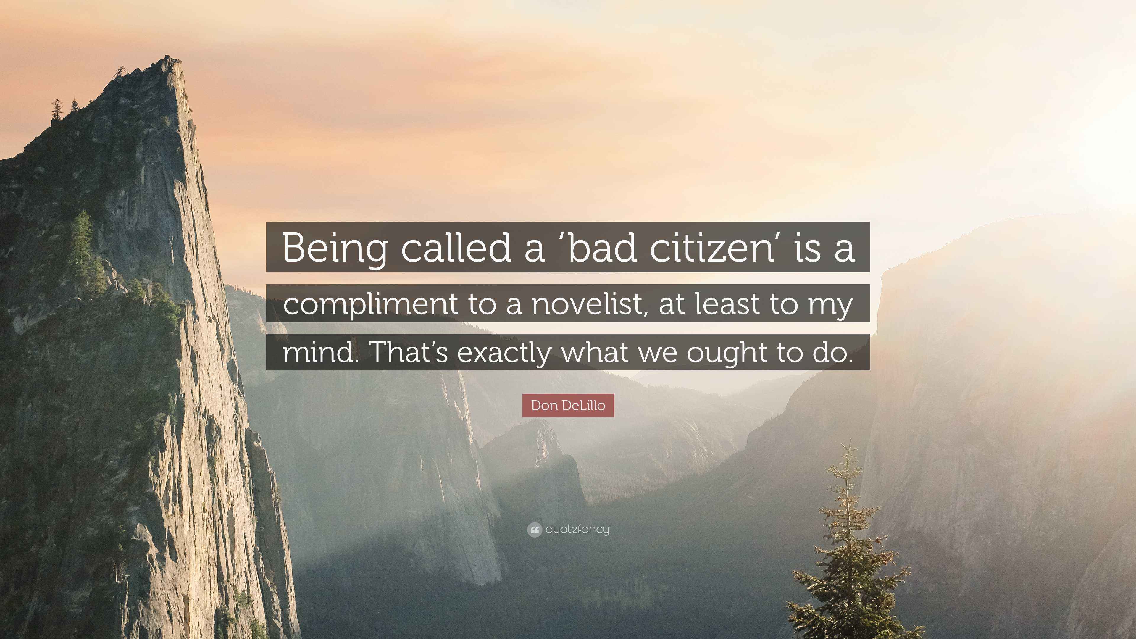 Don DeLillo Quote: “Being called a ‘bad citizen’ is a compliment to a ...