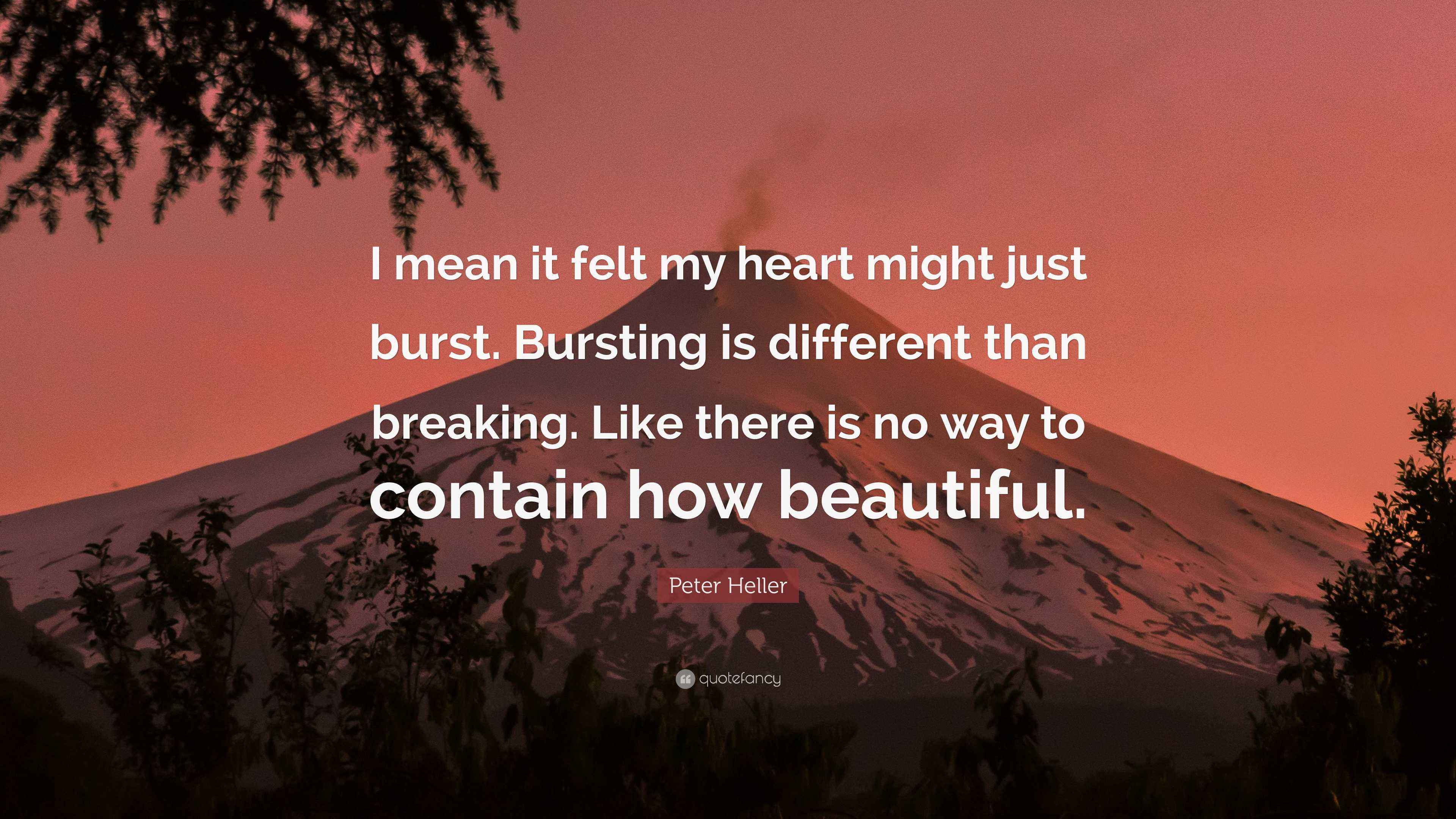 Peter Heller Quote: “I mean it felt my heart might just burst. Bursting ...