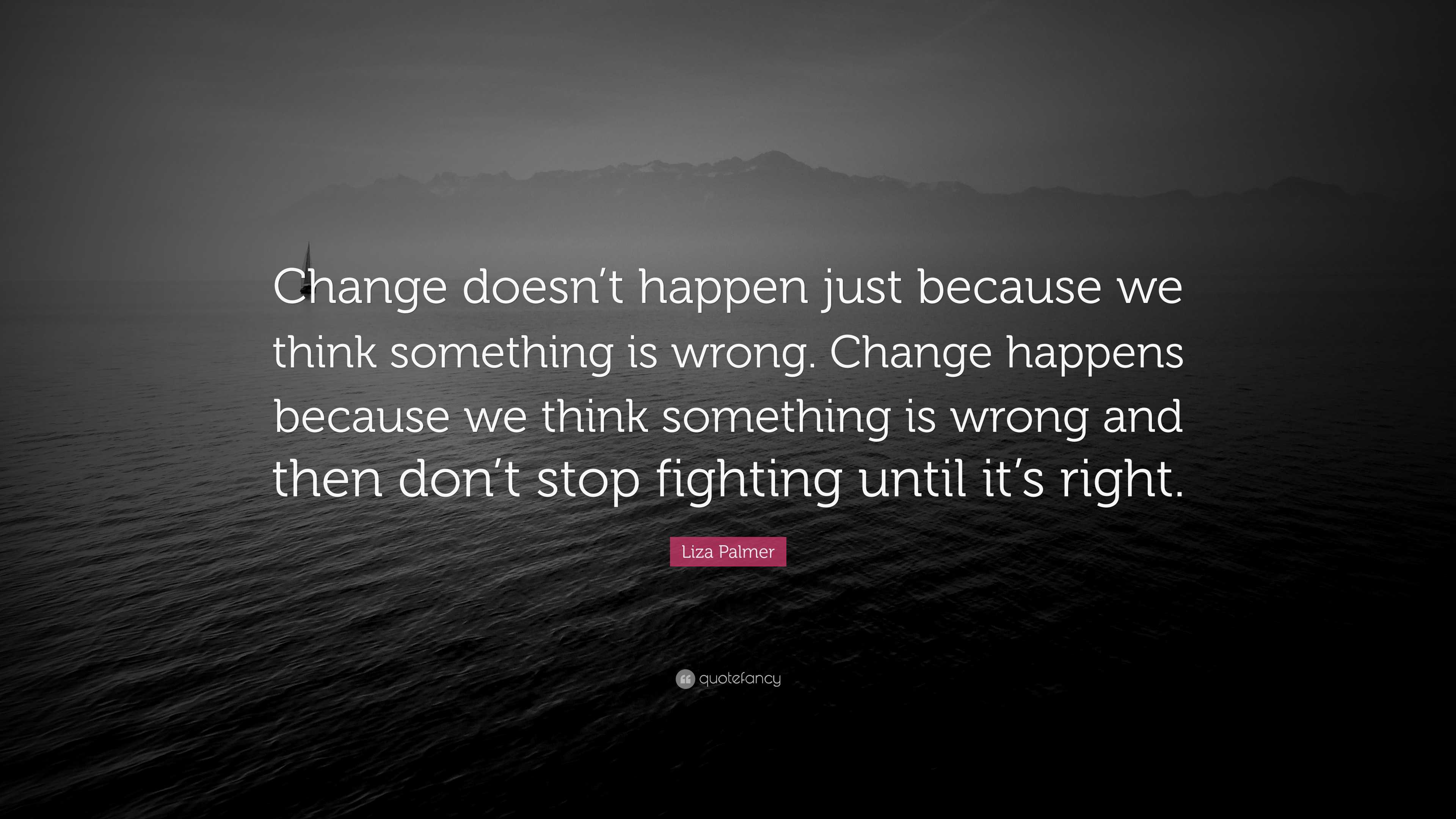 Liza Palmer Quote: “Change doesn’t happen just because we think ...