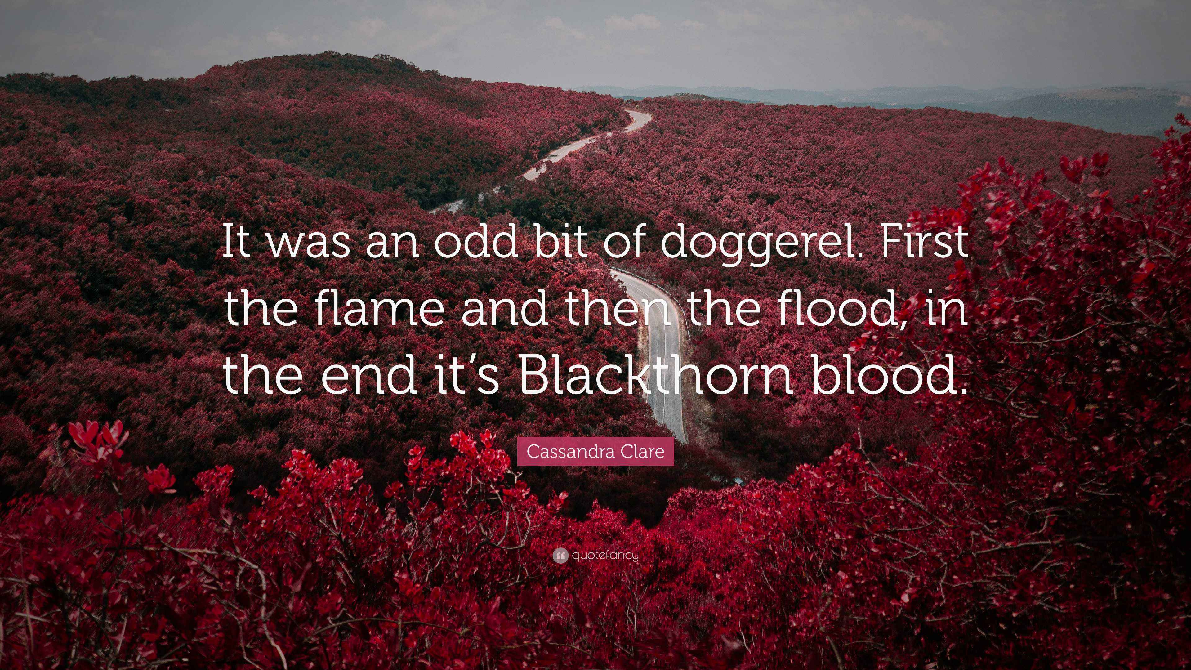 Cassandra Clare Quote: “It was an odd bit of doggerel. First the flame ...