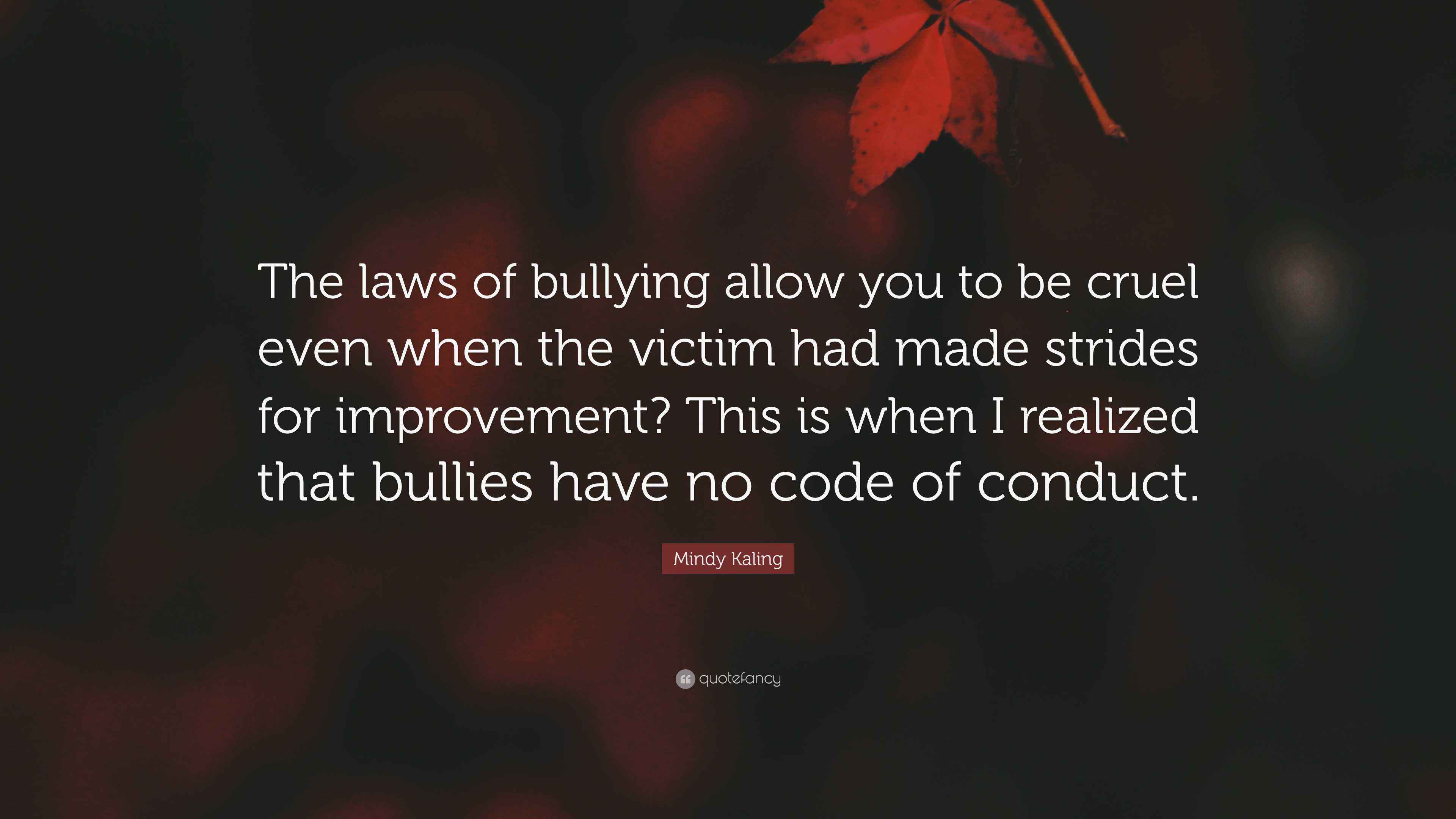 Mindy Kaling Quote: “The laws of bullying allow you to be cruel even ...