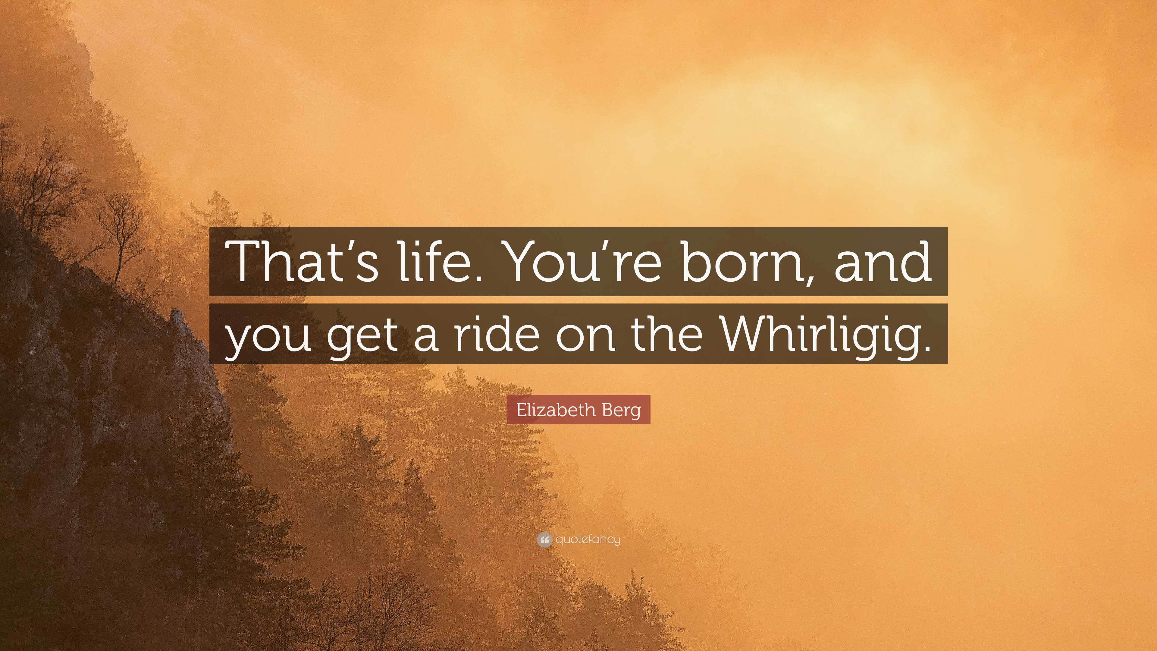 Elizabeth Berg Quote: “That’s life. You’re born, and you get a ride on ...