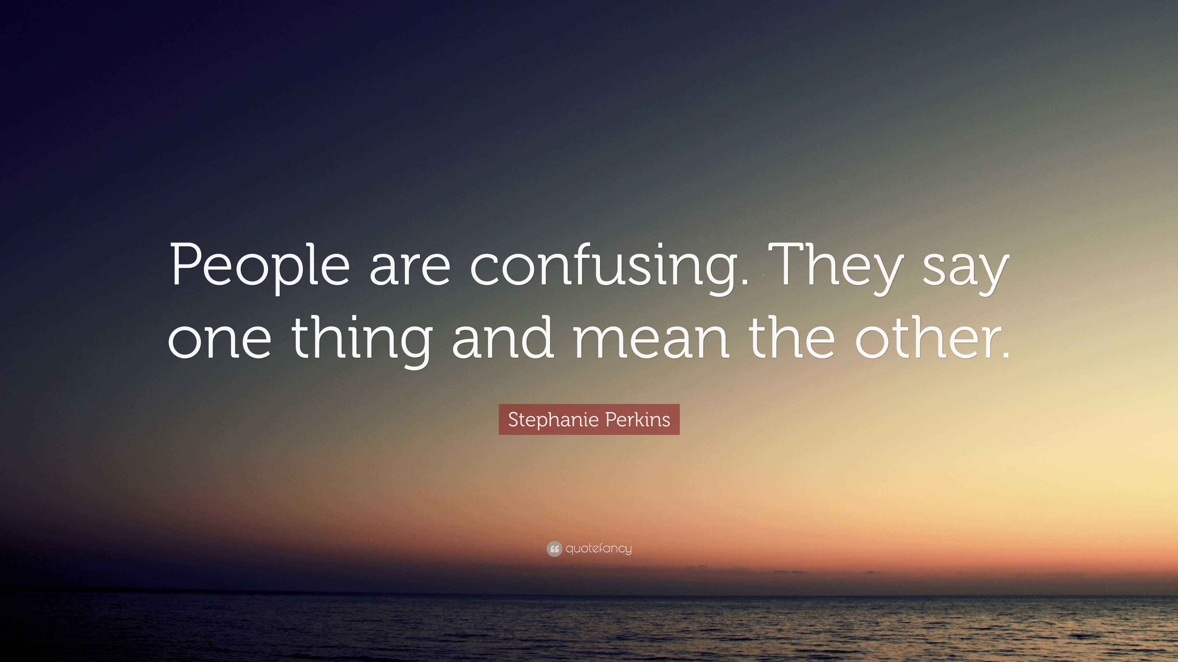 Stephanie Perkins Quote: “People are confusing. They say one thing and ...