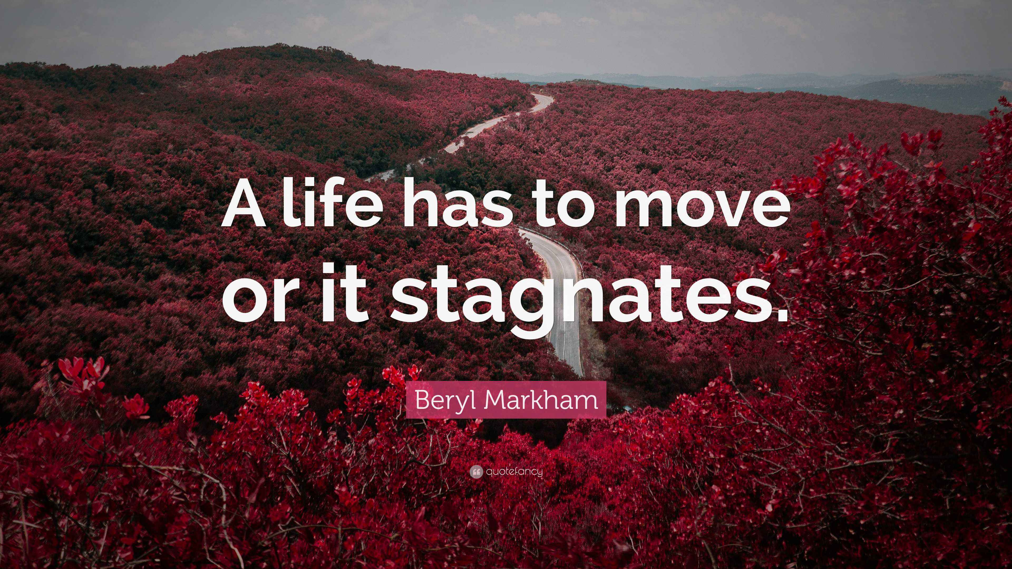Beryl Markham Quote: “A life has to move or it stagnates.”