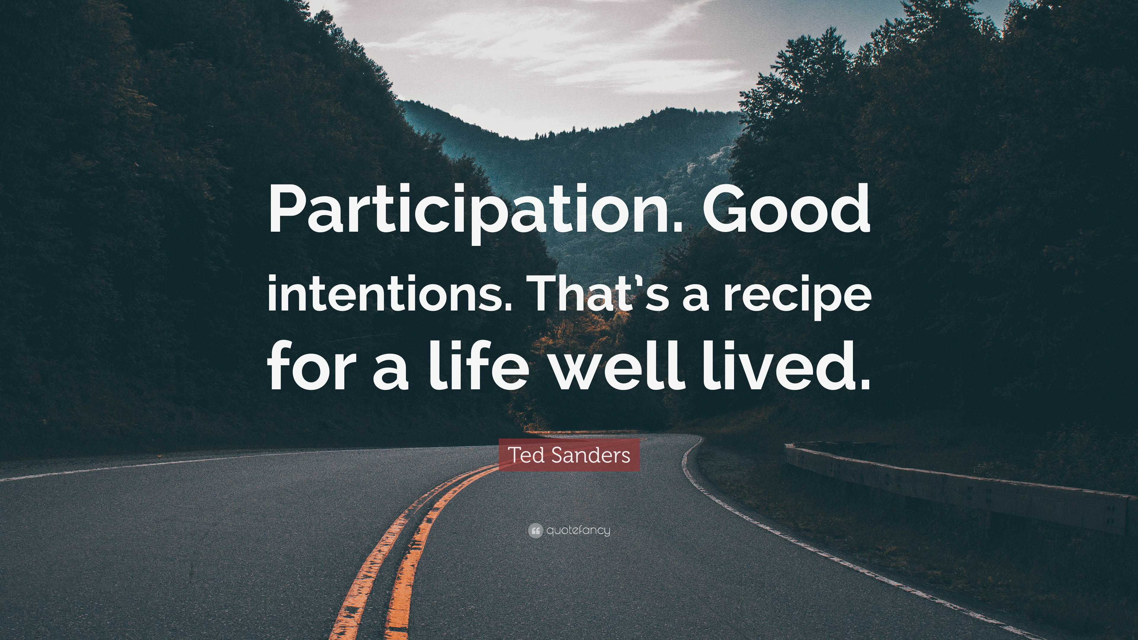 Ted Sanders Quote: “Participation. Good intentions. That’s a recipe for ...