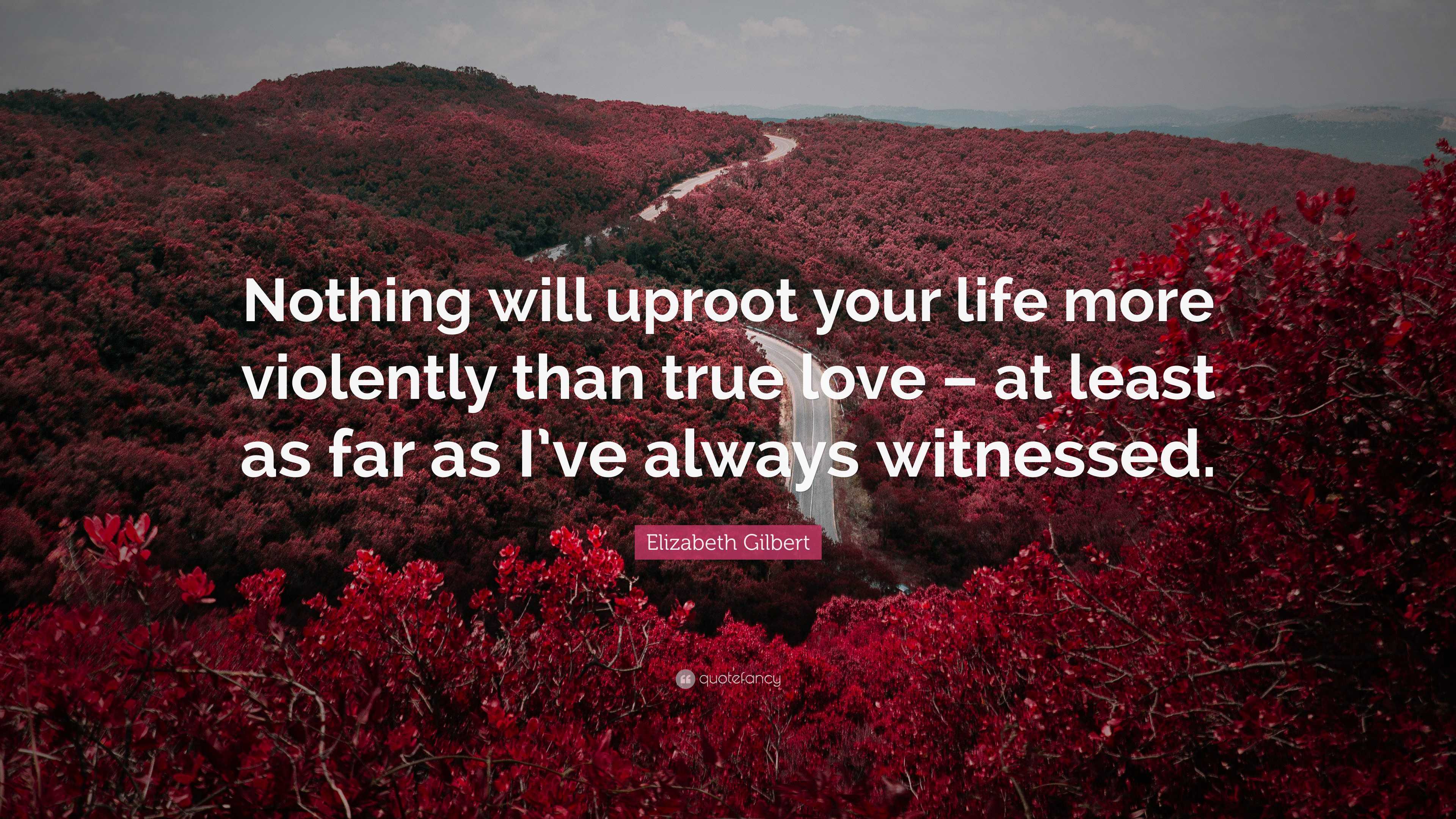 Elizabeth Gilbert Quote: “Nothing will uproot your life more violently ...