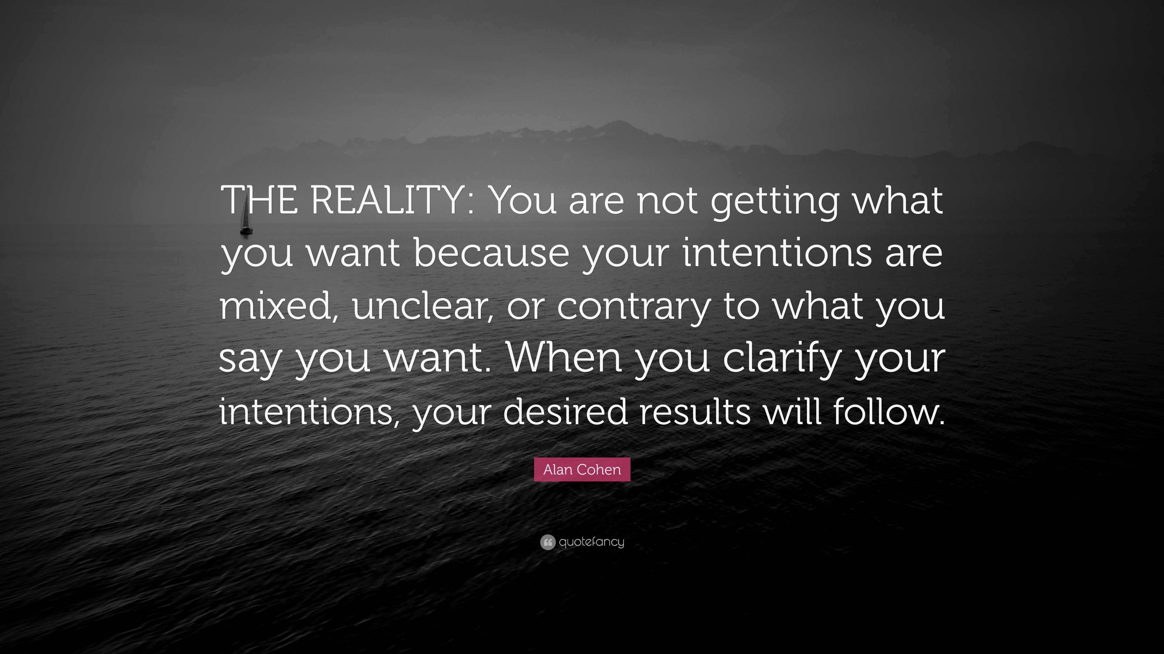 Alan Cohen Quote: “THE REALITY: You are not getting what you want ...