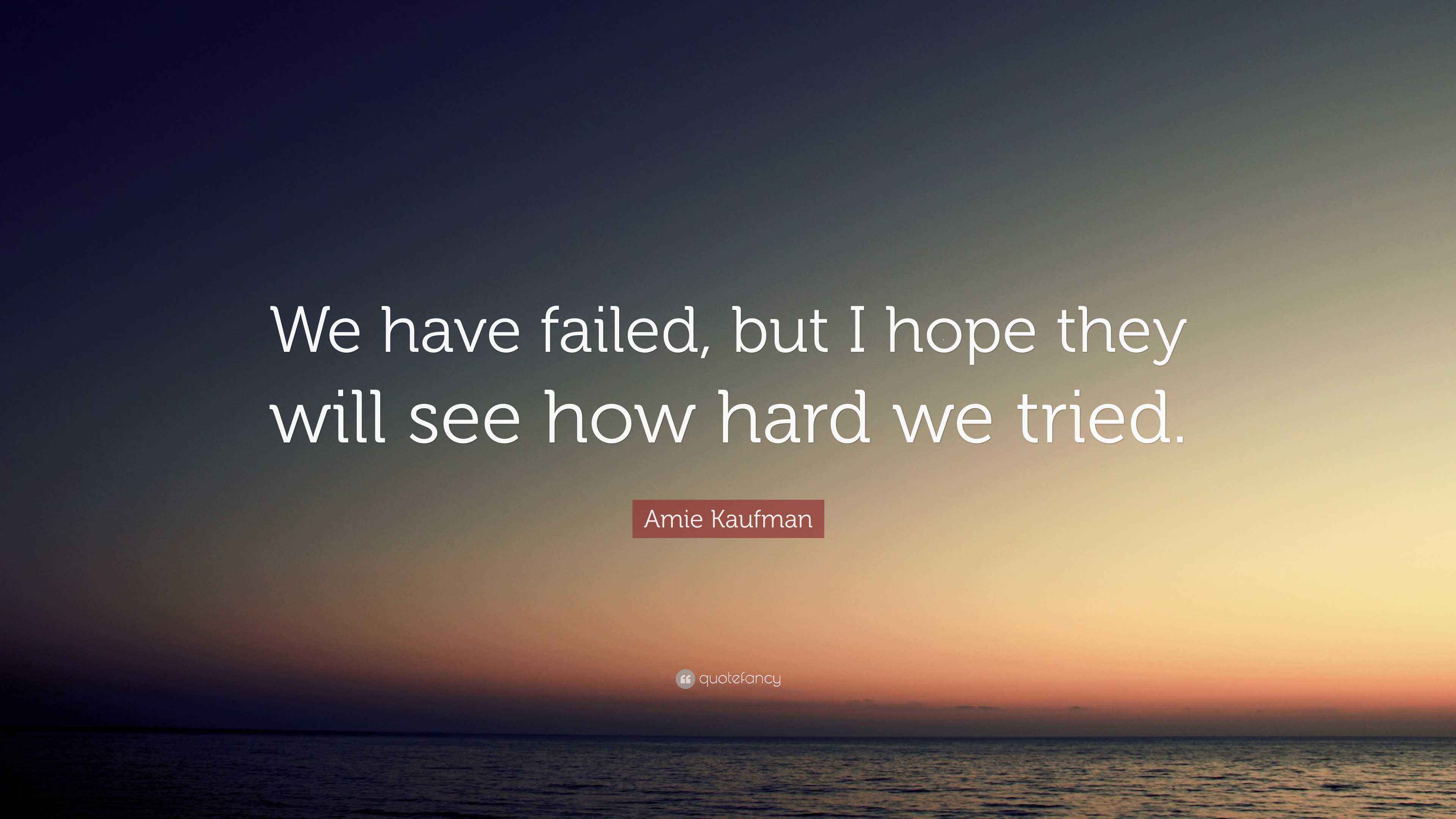 Amie Kaufman Quote: “We have failed, but I hope they will see how hard ...