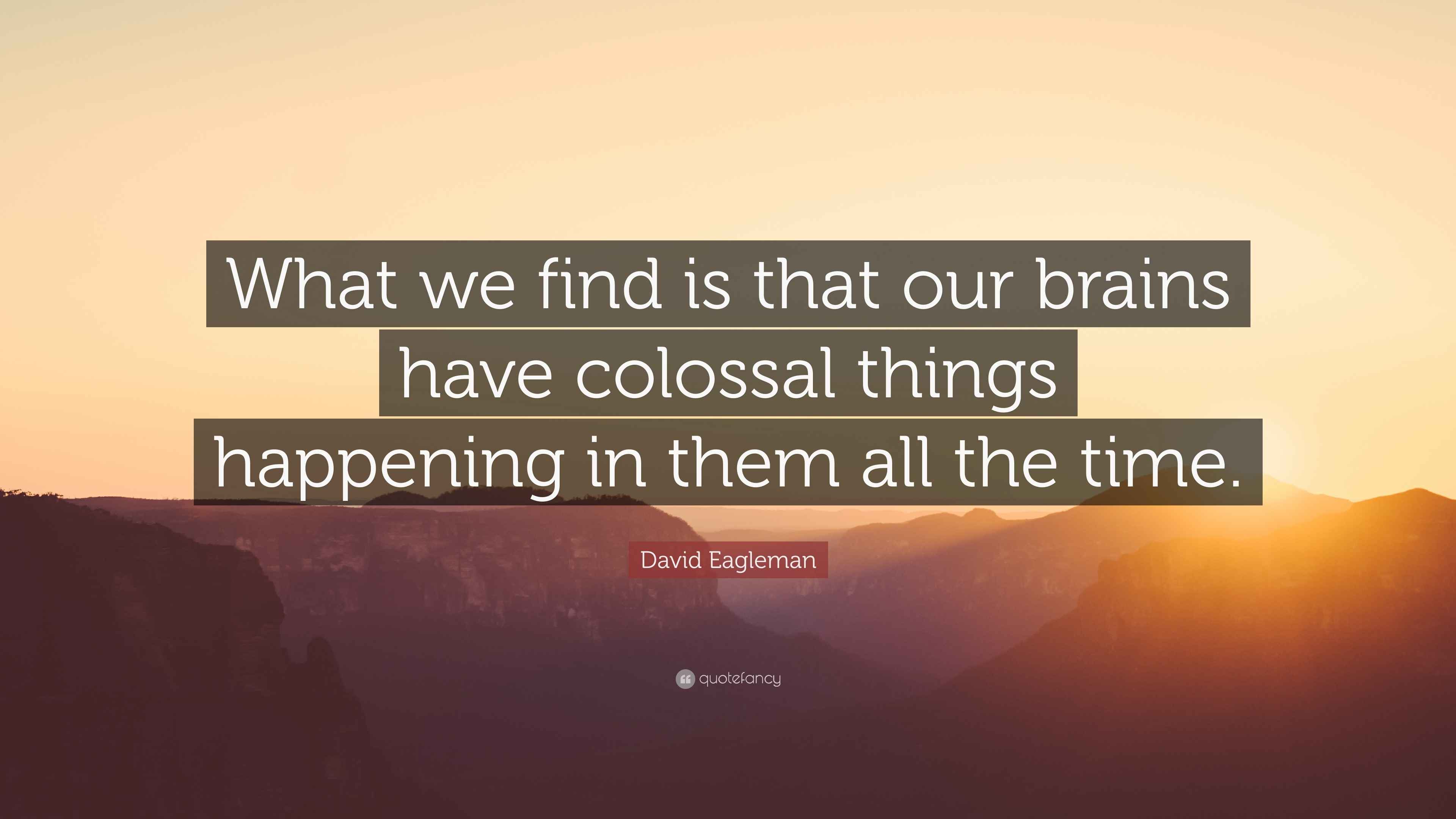 David Eagleman Quote: “What we find is that our brains have colossal ...