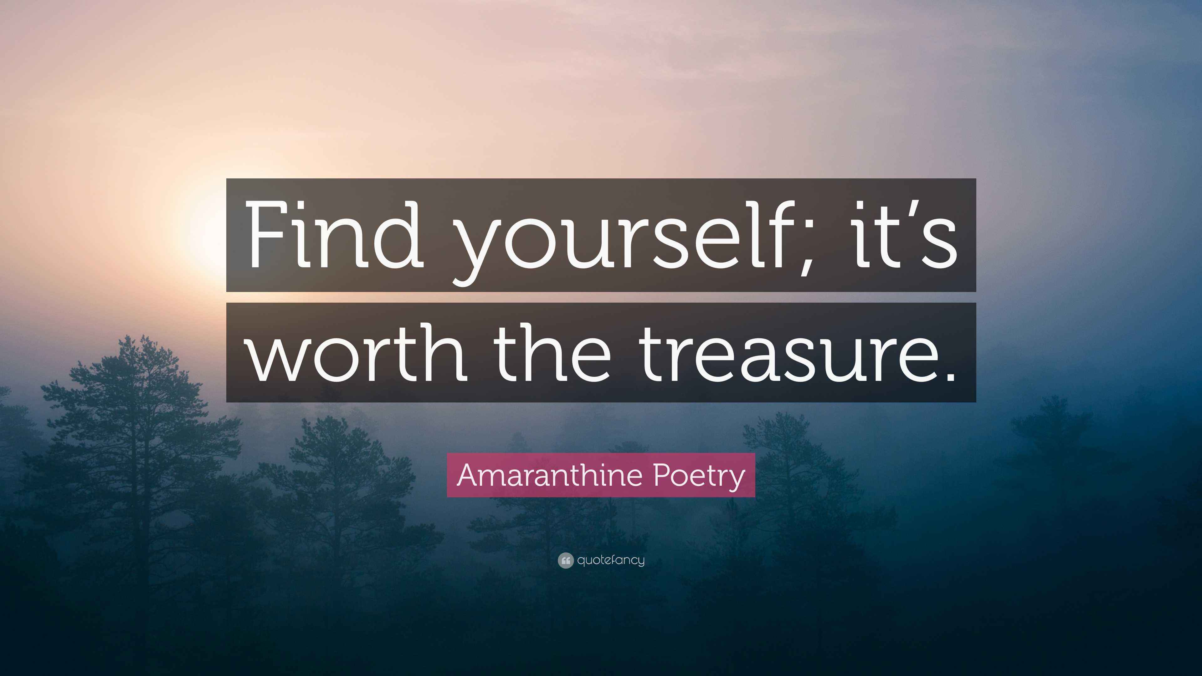 Amaranthine Poetry Quote: “Find yourself; it’s worth the treasure.”