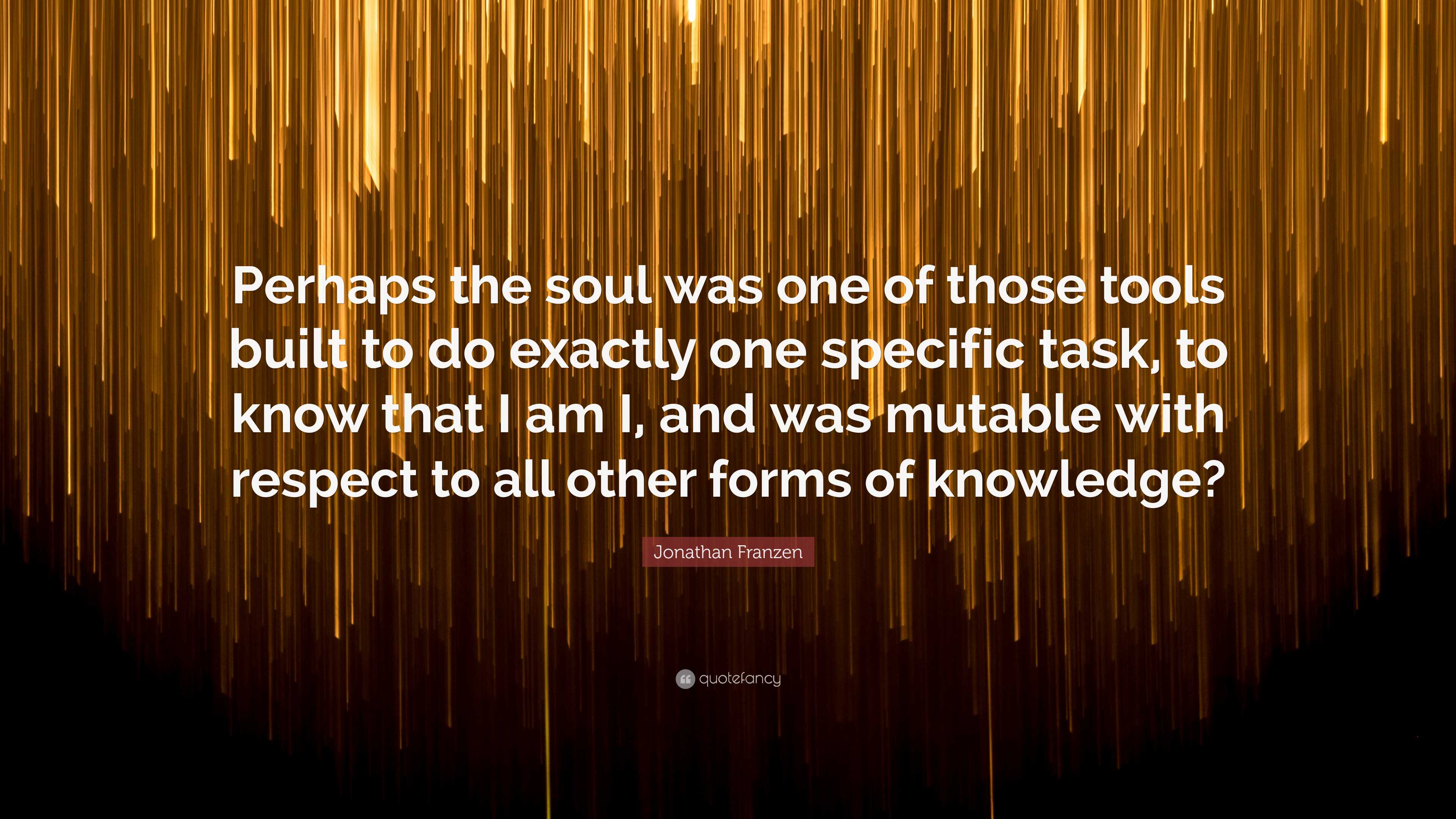 Jonathan Franzen Quote: “Perhaps the soul was one of those tools built ...