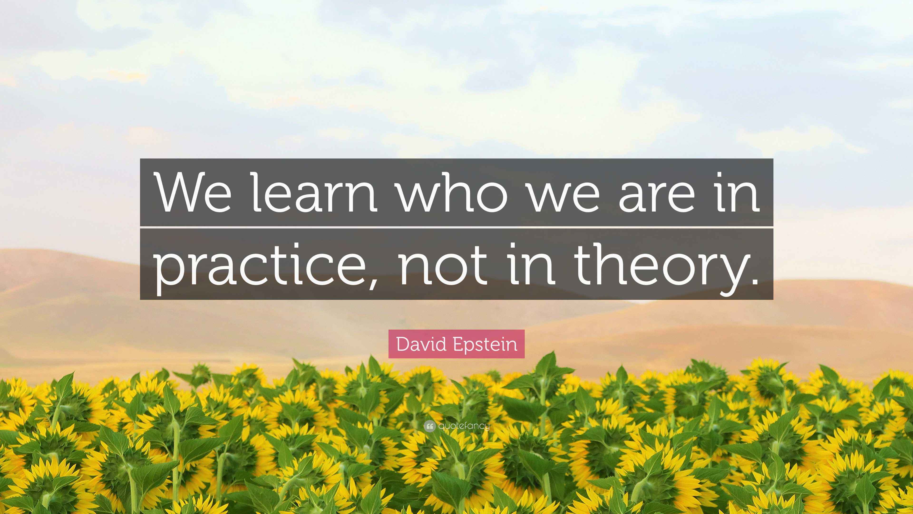 David Epstein Quote “we Learn Who We Are In Practice Not In Theory ”