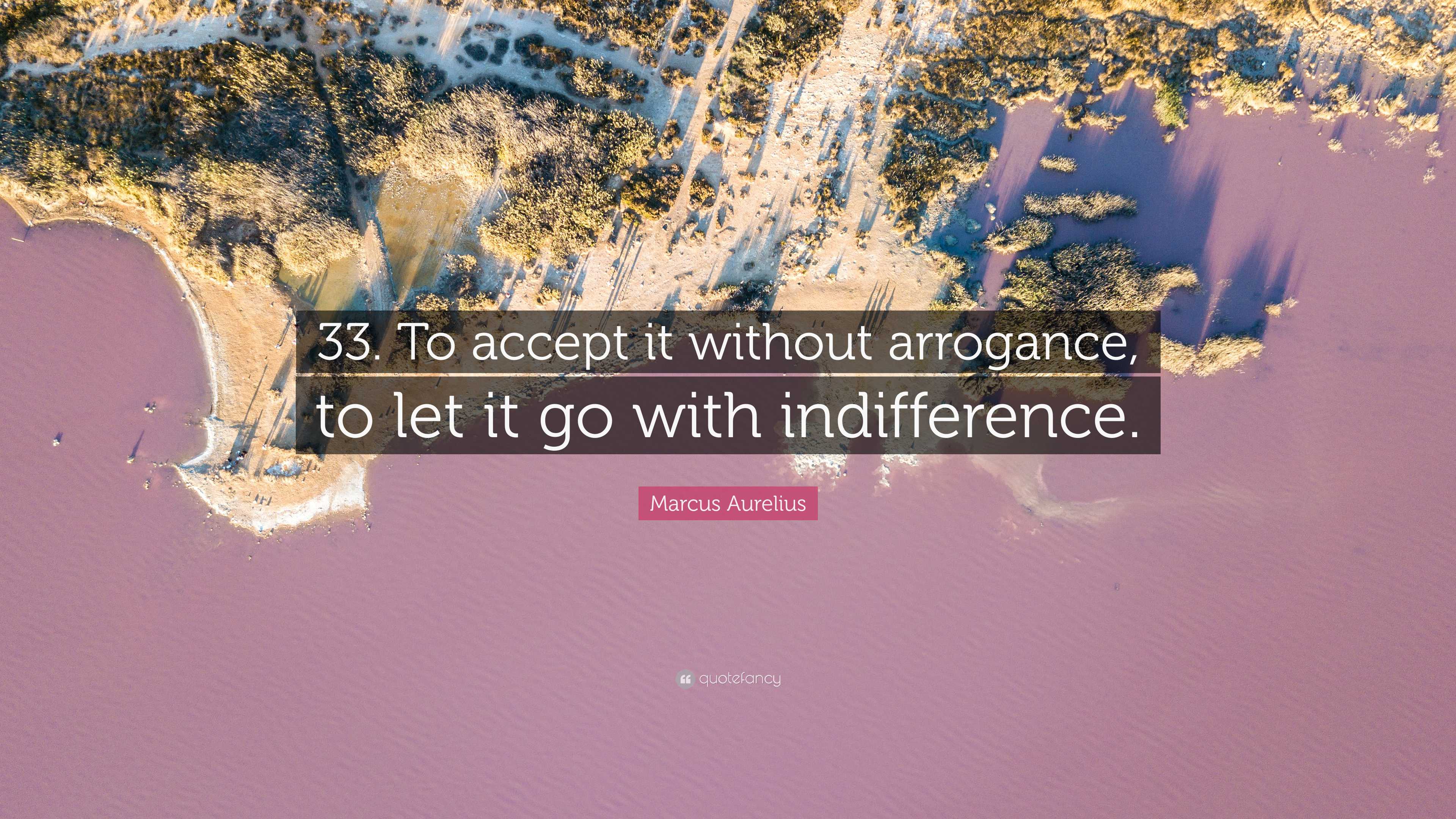 Marcus Aurelius Quote: “33. To accept it without arrogance, to let it ...