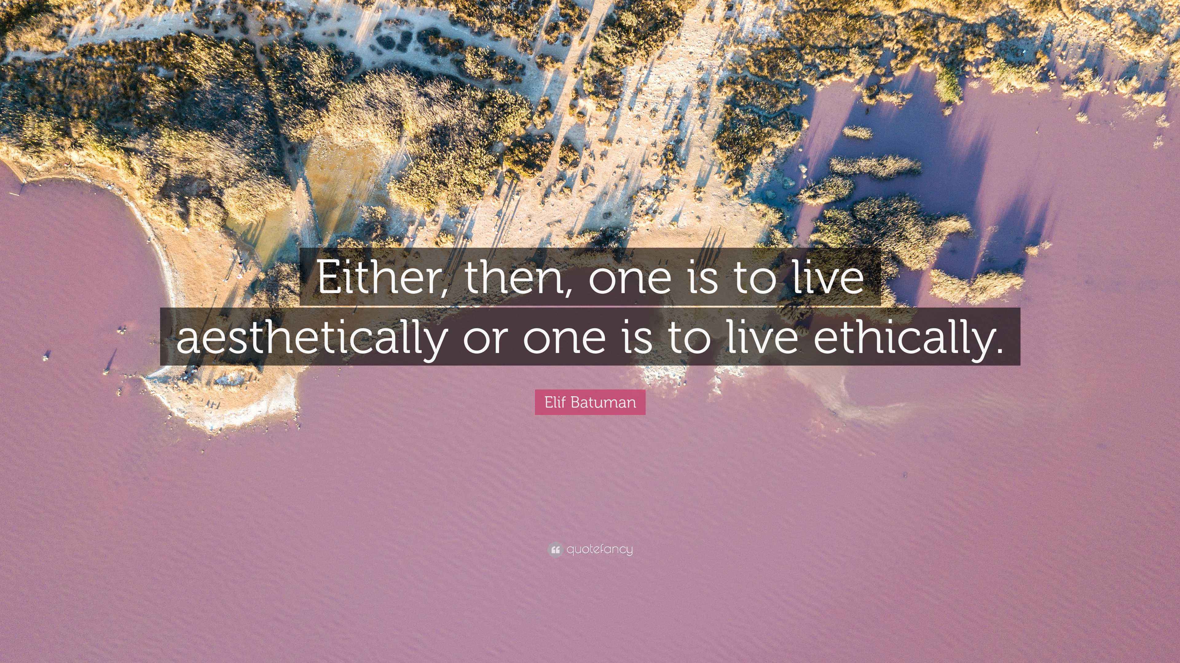 Elif Batuman Quote: “Either, then, one is to live aesthetically or one ...