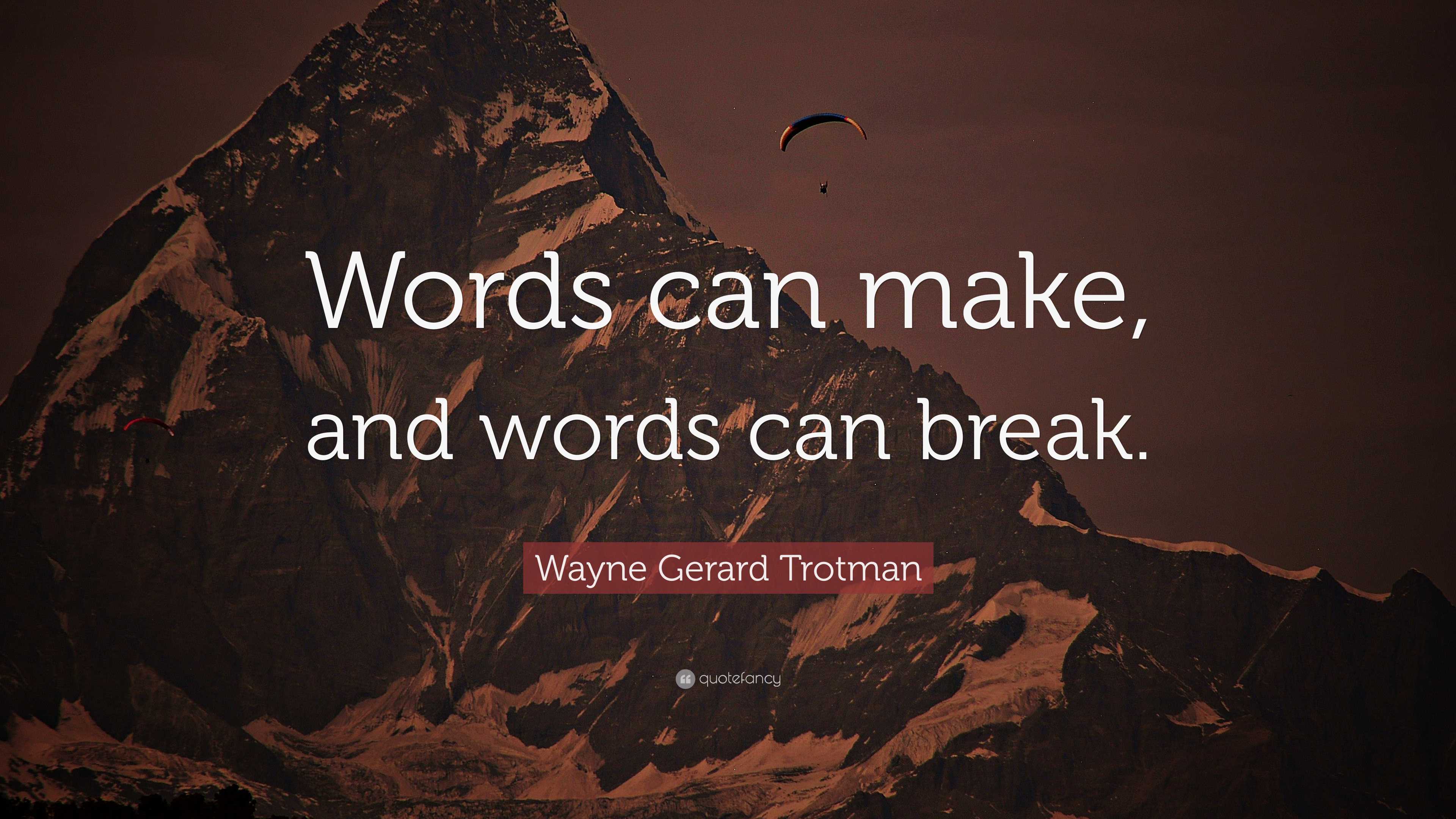 Wayne Gerard Trotman Quote: “Words can make, and words can break.”