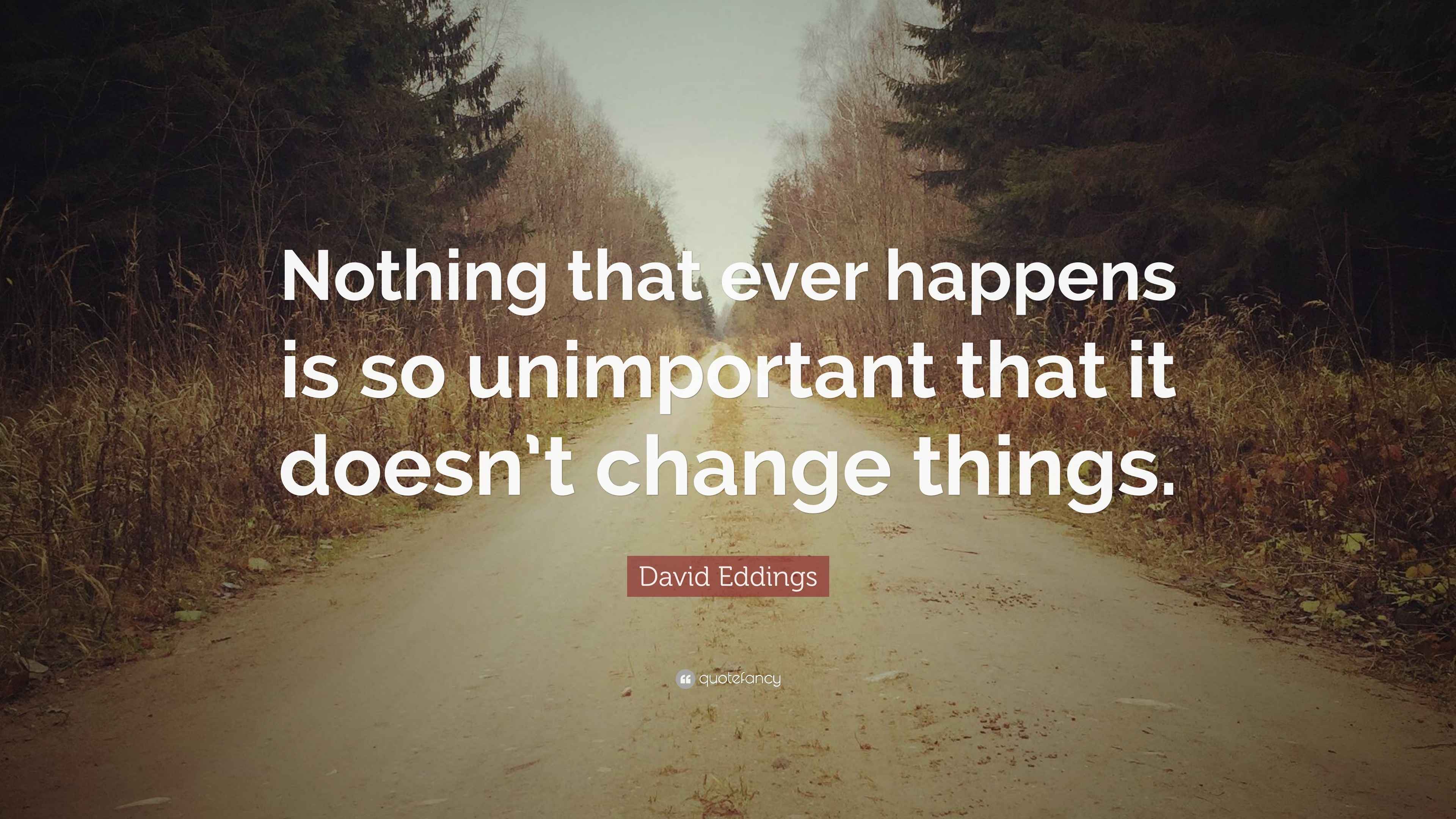 David Eddings Quote: “Nothing that ever happens is so unimportant that ...