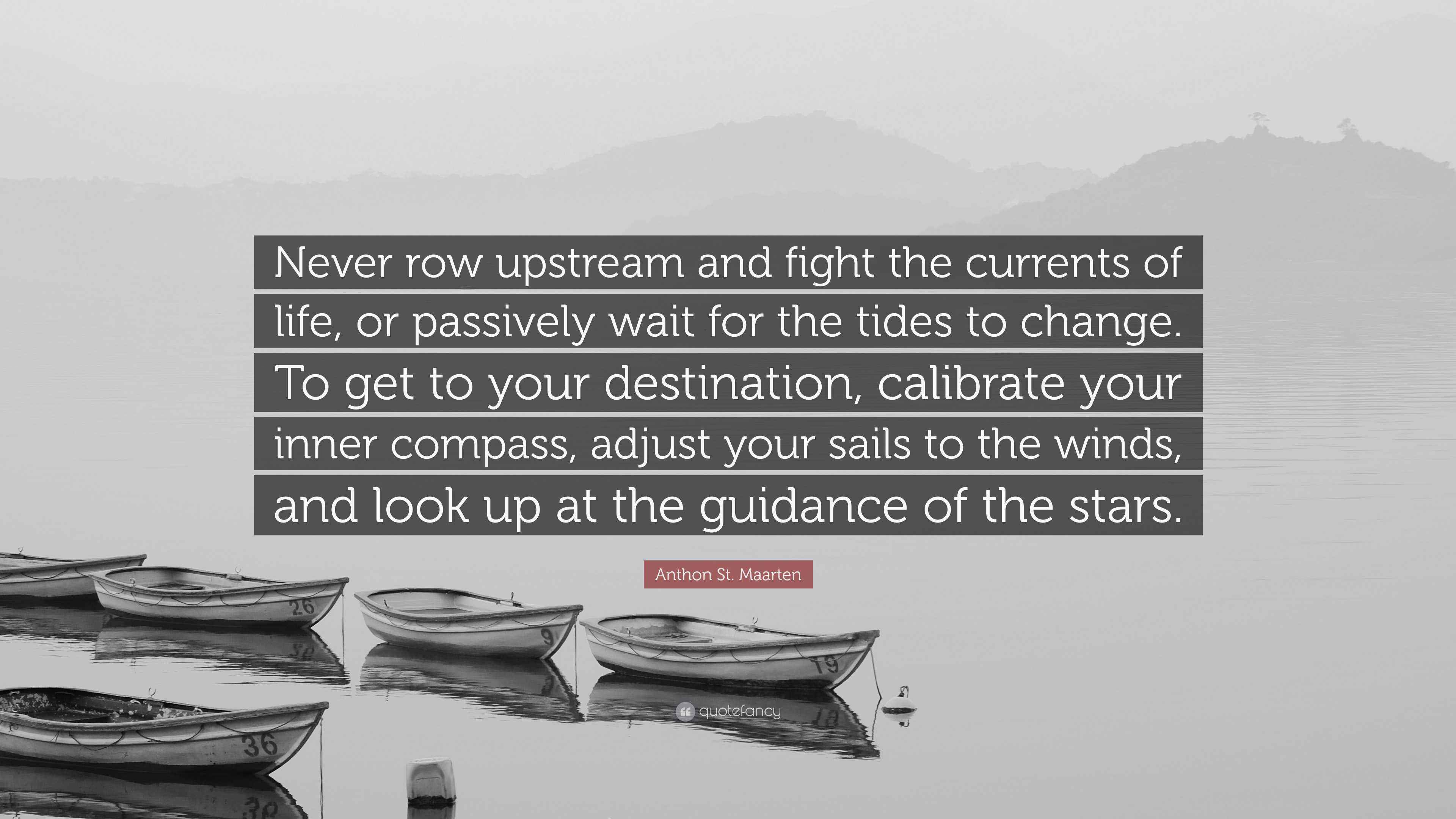 Anthon St. Maarten Quote: “Never row upstream and fight the currents of ...