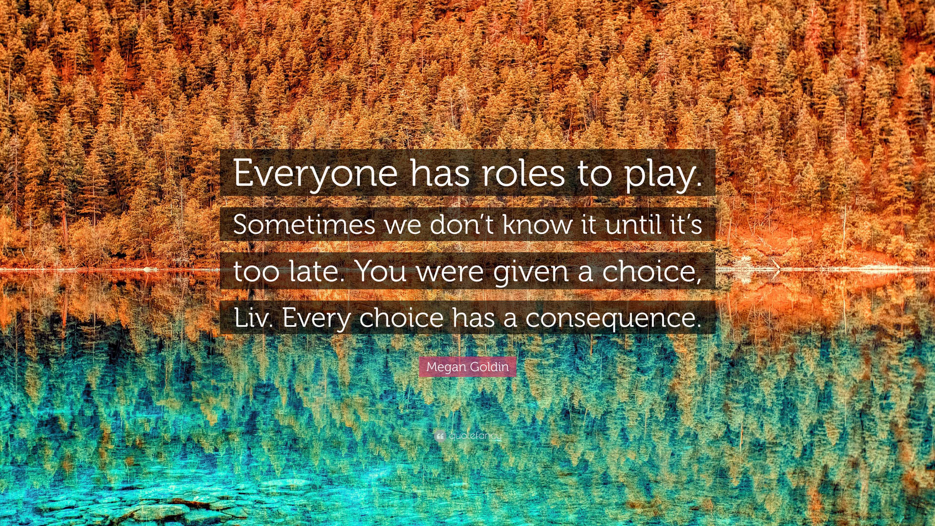 Megan Goldin Quote: “Everyone has roles to play. Sometimes we don’t ...
