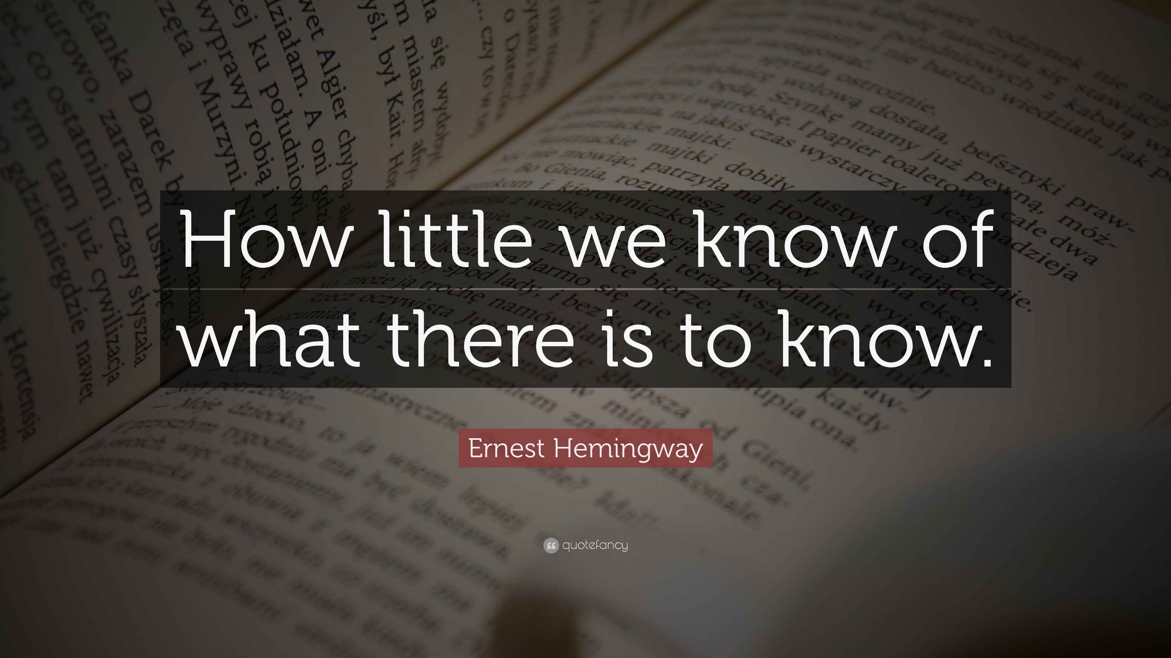 Ernest Hemingway Quote: “How little we know of what there is to know.”