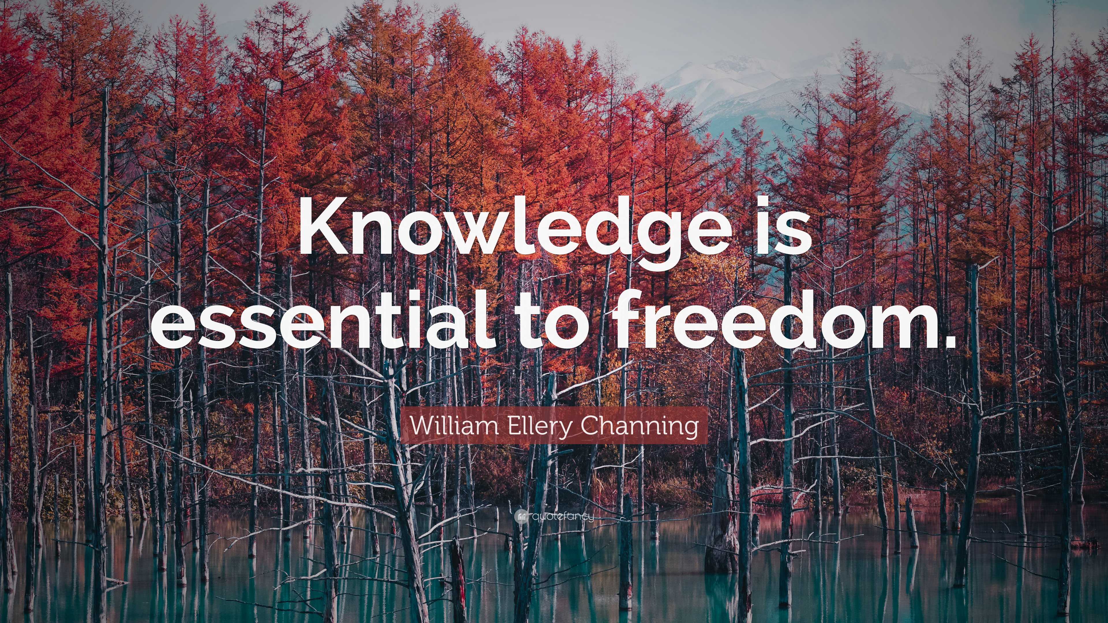 William Ellery Channing Quote: “Knowledge is essential to freedom.”