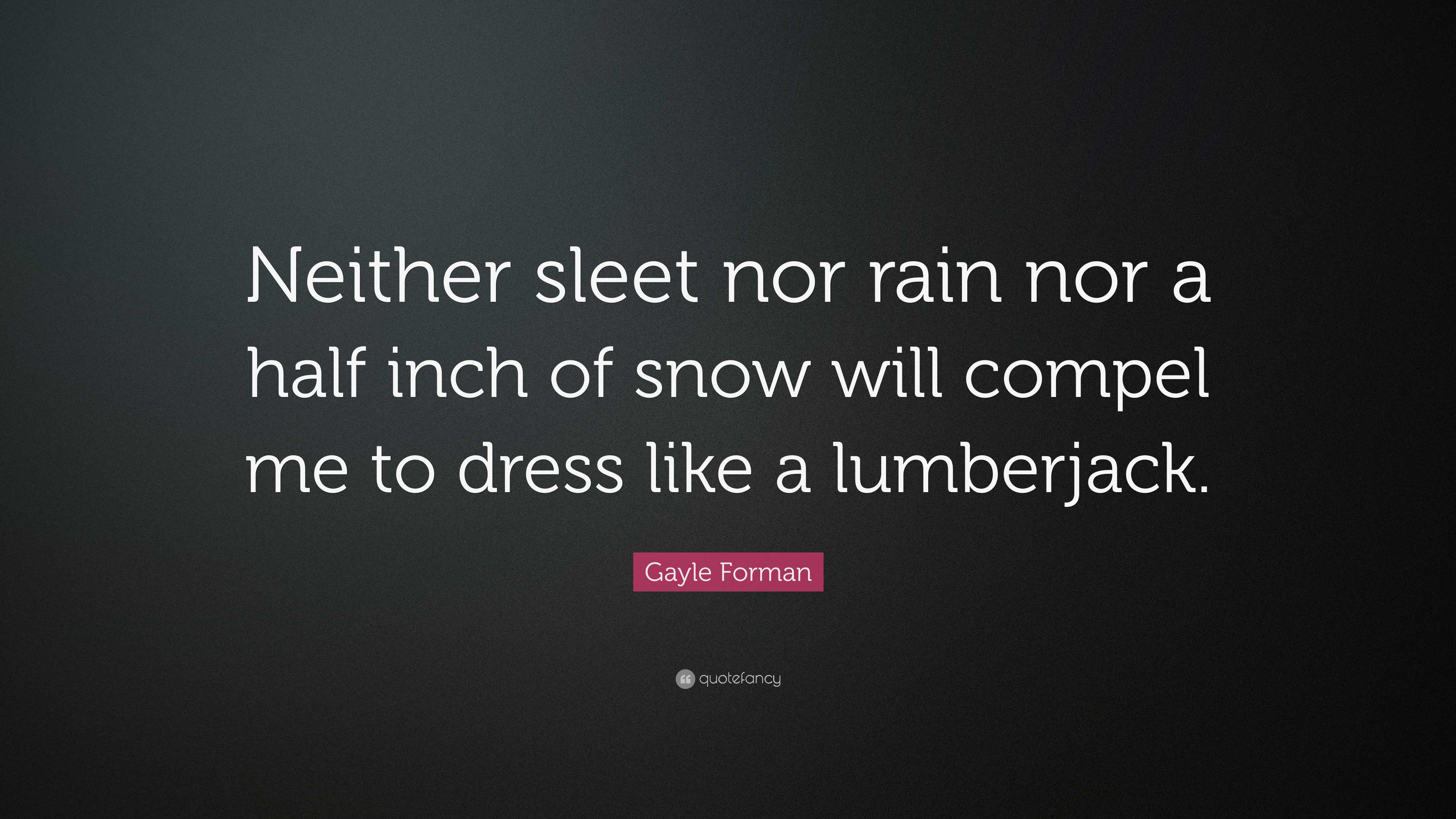 Gayle Forman Quote: “Neither sleet nor rain nor a half inch of snow ...
